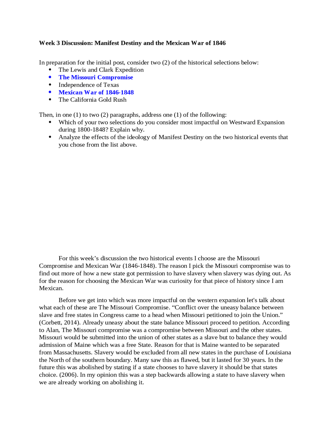 Manifest Destiny and the Mexican War of 1846: A Historical Analysis ...