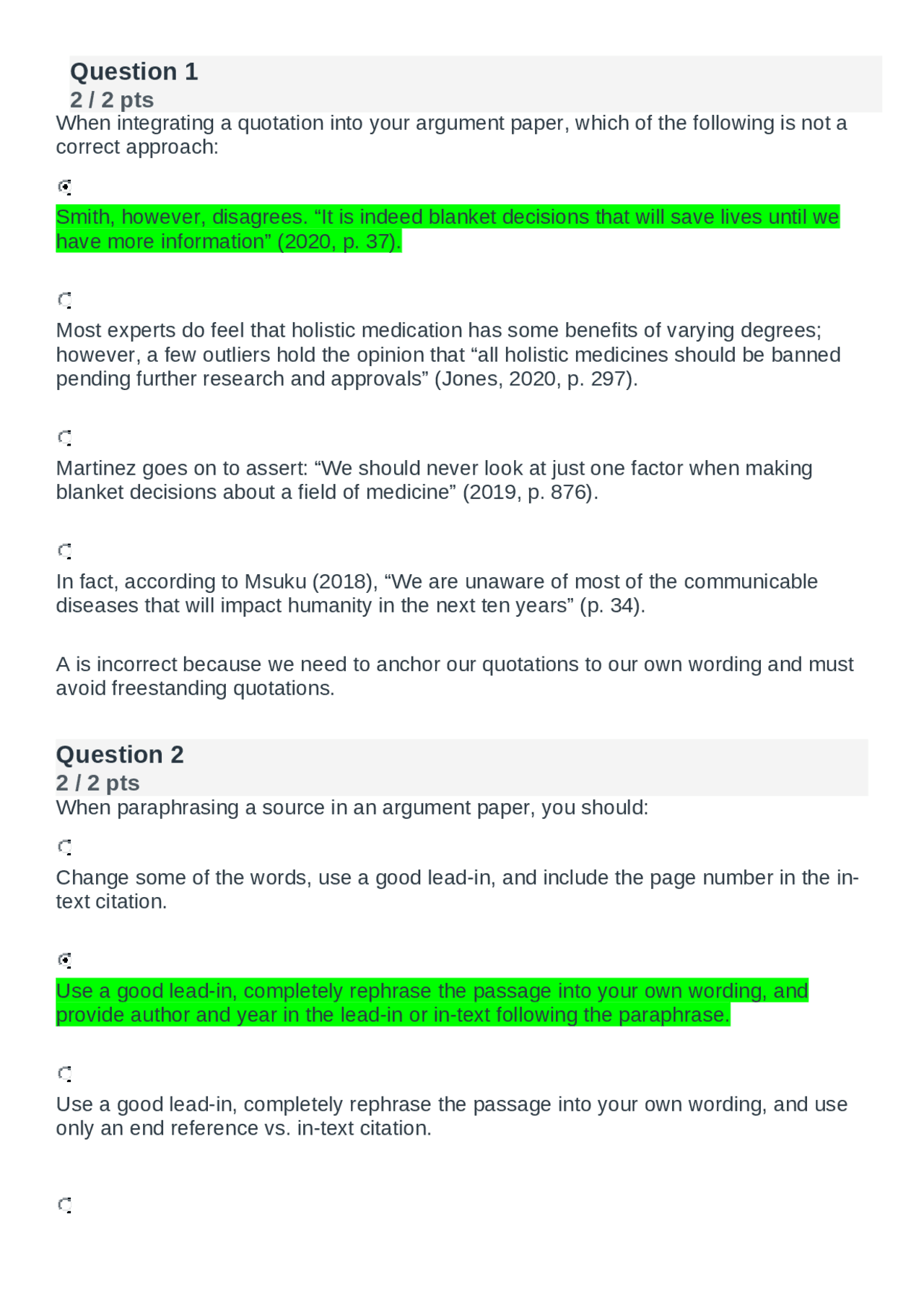 APA Style and In-Text Citation: Multiple Choice Quiz | Quizzes English ...