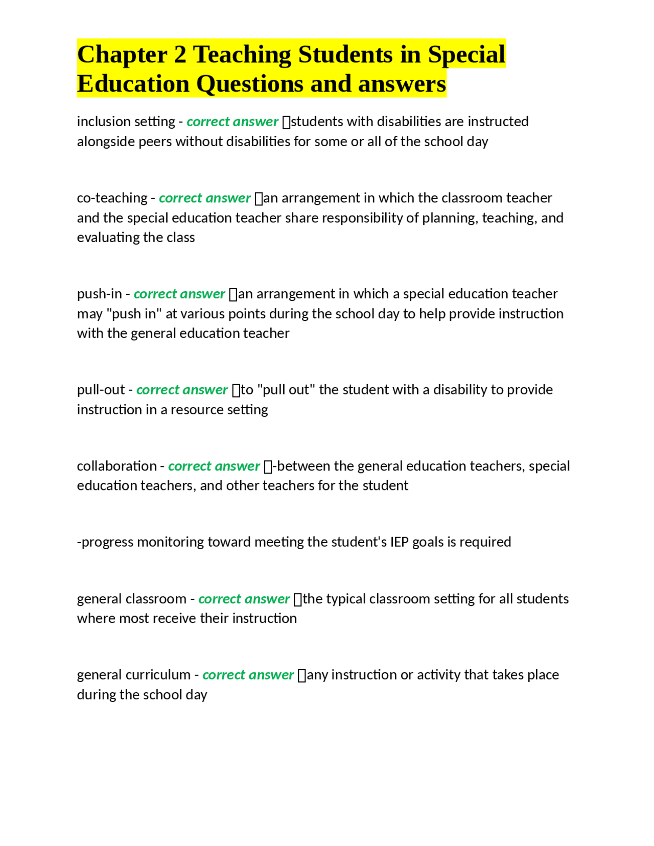 Teaching Students in Special Education: Questions and Answers | Exams ...