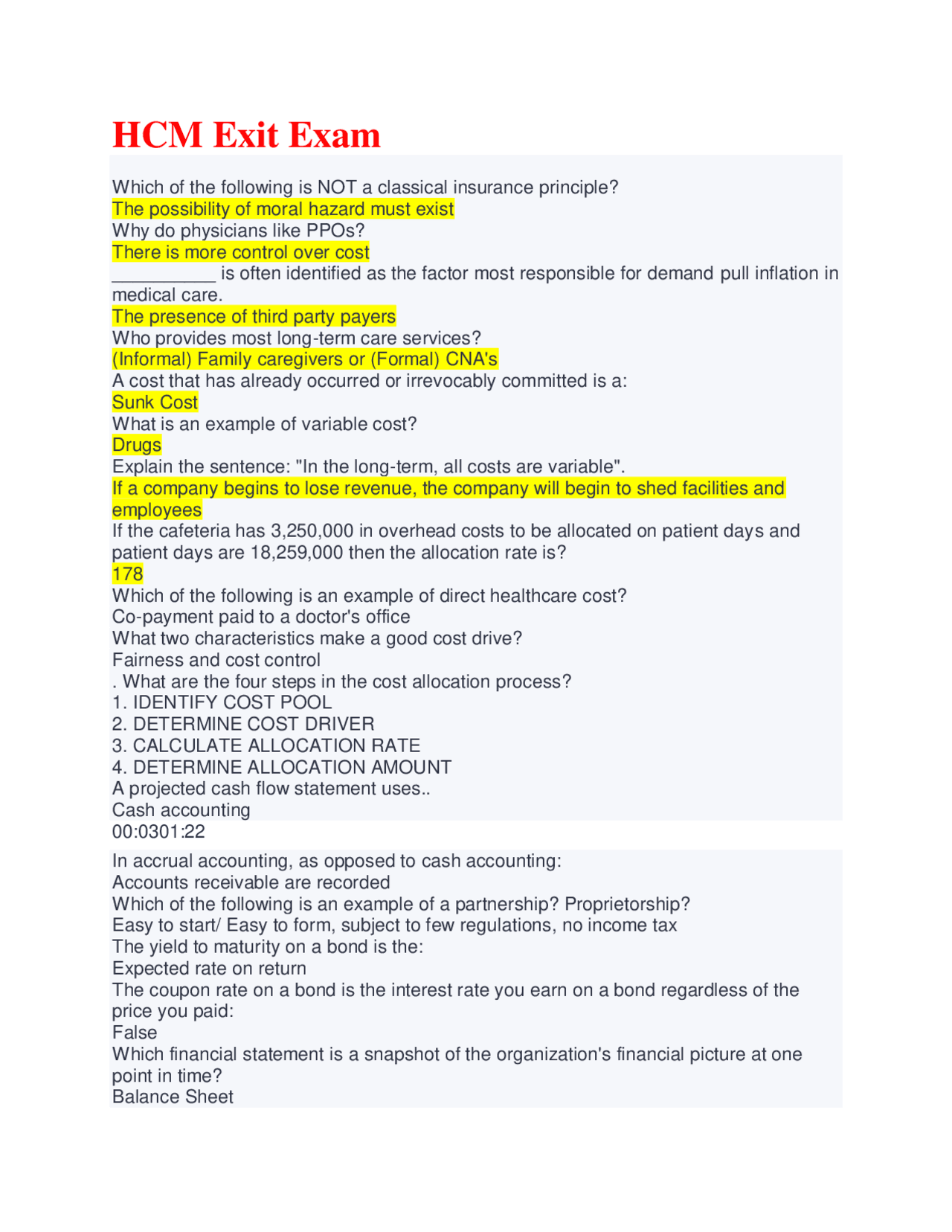 Healthcare Management Exit Exam Questions and Answers | Exams Community ...