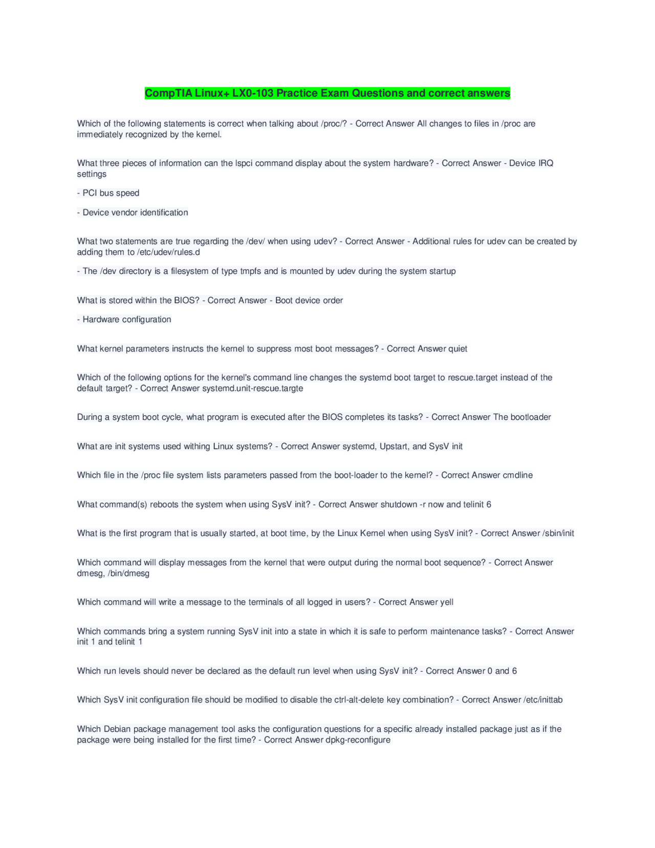 CompTIA Linux+ LX0-103 Practice Exam Questions and Answers | Exams ...