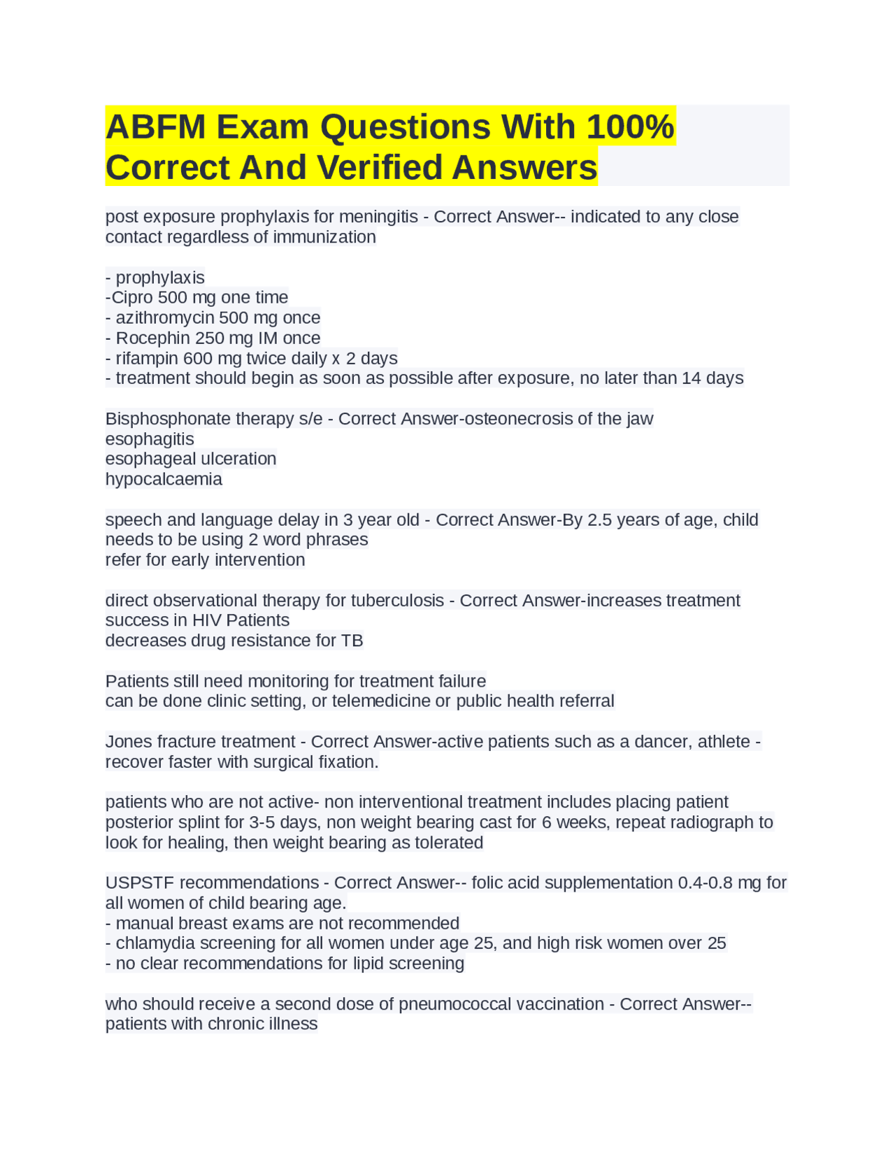 ABFM Exam Questions and Answers: A Comprehensive Guide for Medical ...