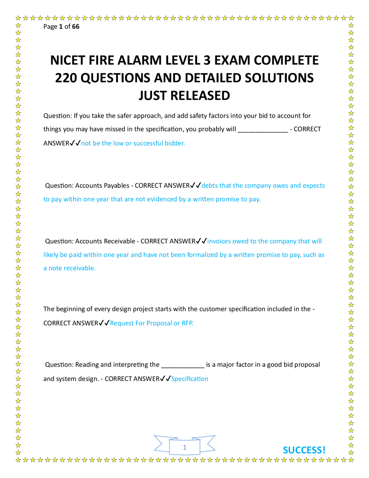 NICET Fire Alarm Level 3 Exam Practice Questions and Answers | Exams ...