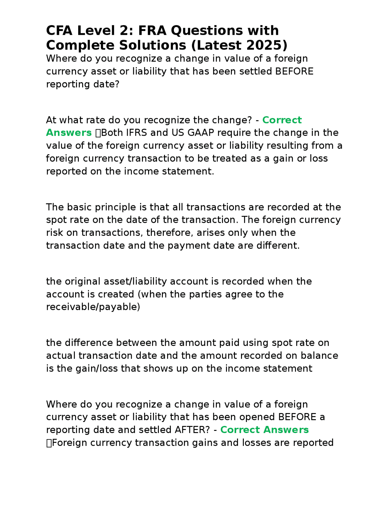 CFA Level 2: Financial Reporting and Analysis (FRA) Questions and ...