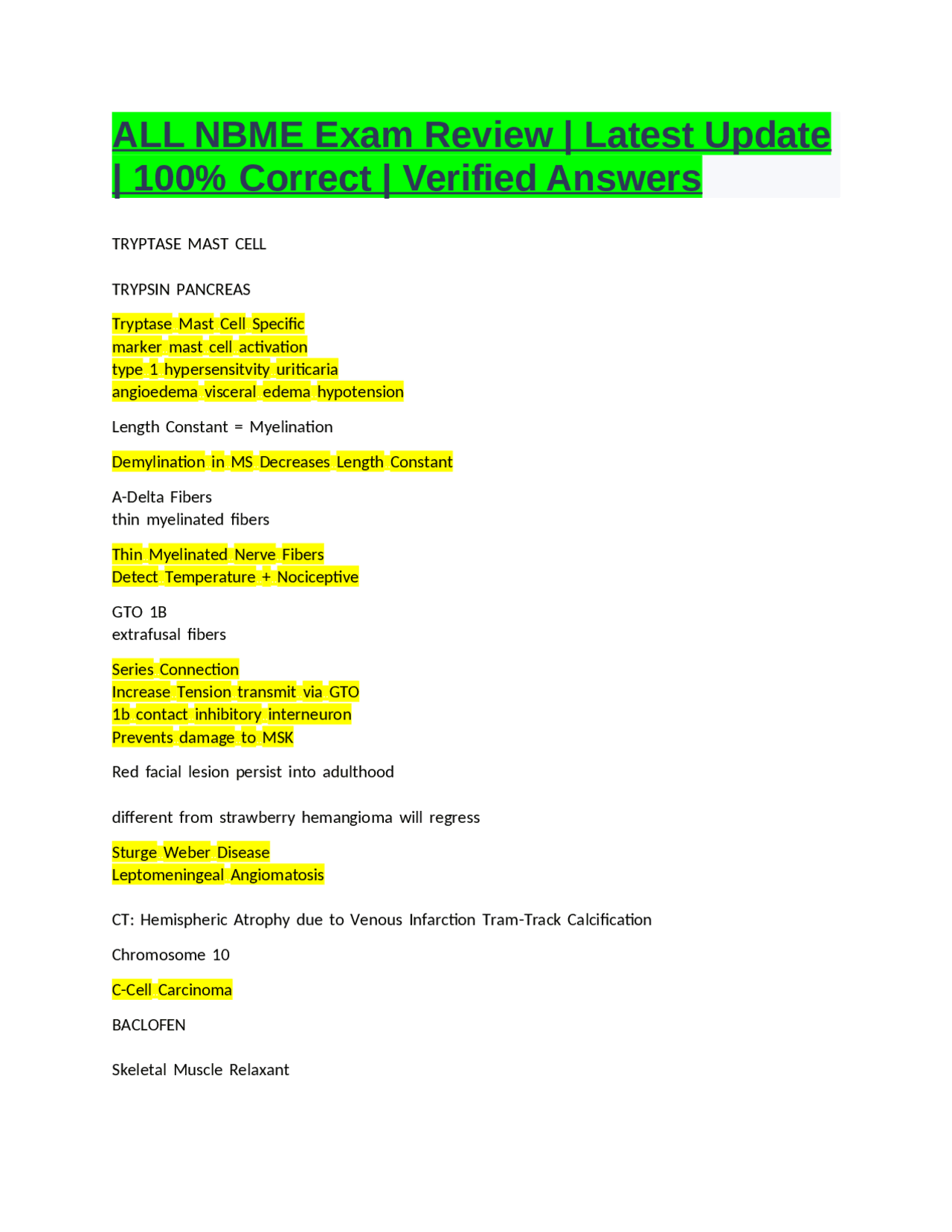 ALL NBME Exam Review | Latest Update | 100% Correct | Verified Answers ...