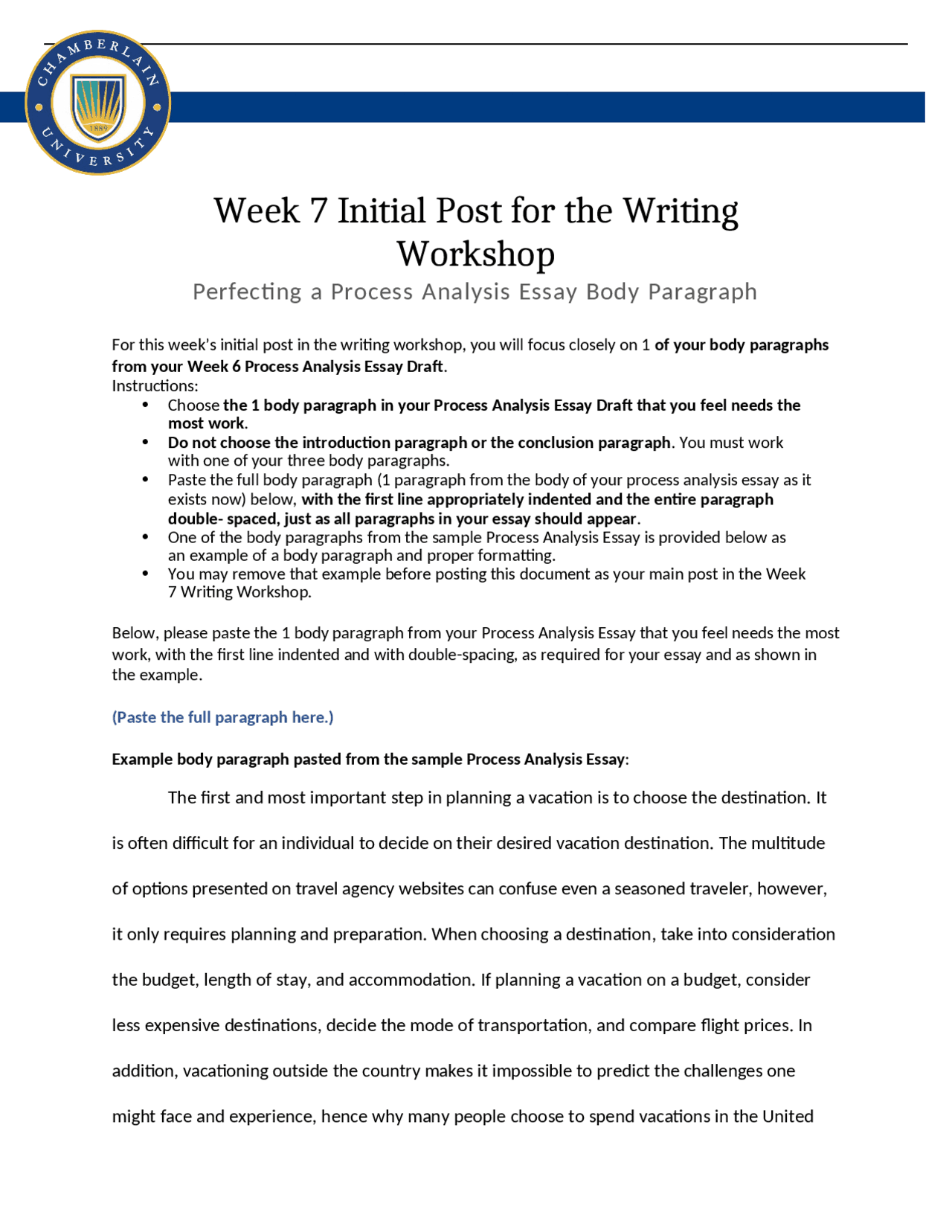 Process Analysis Essay Body Paragraph Workshop: Perfecting Your Writing ...