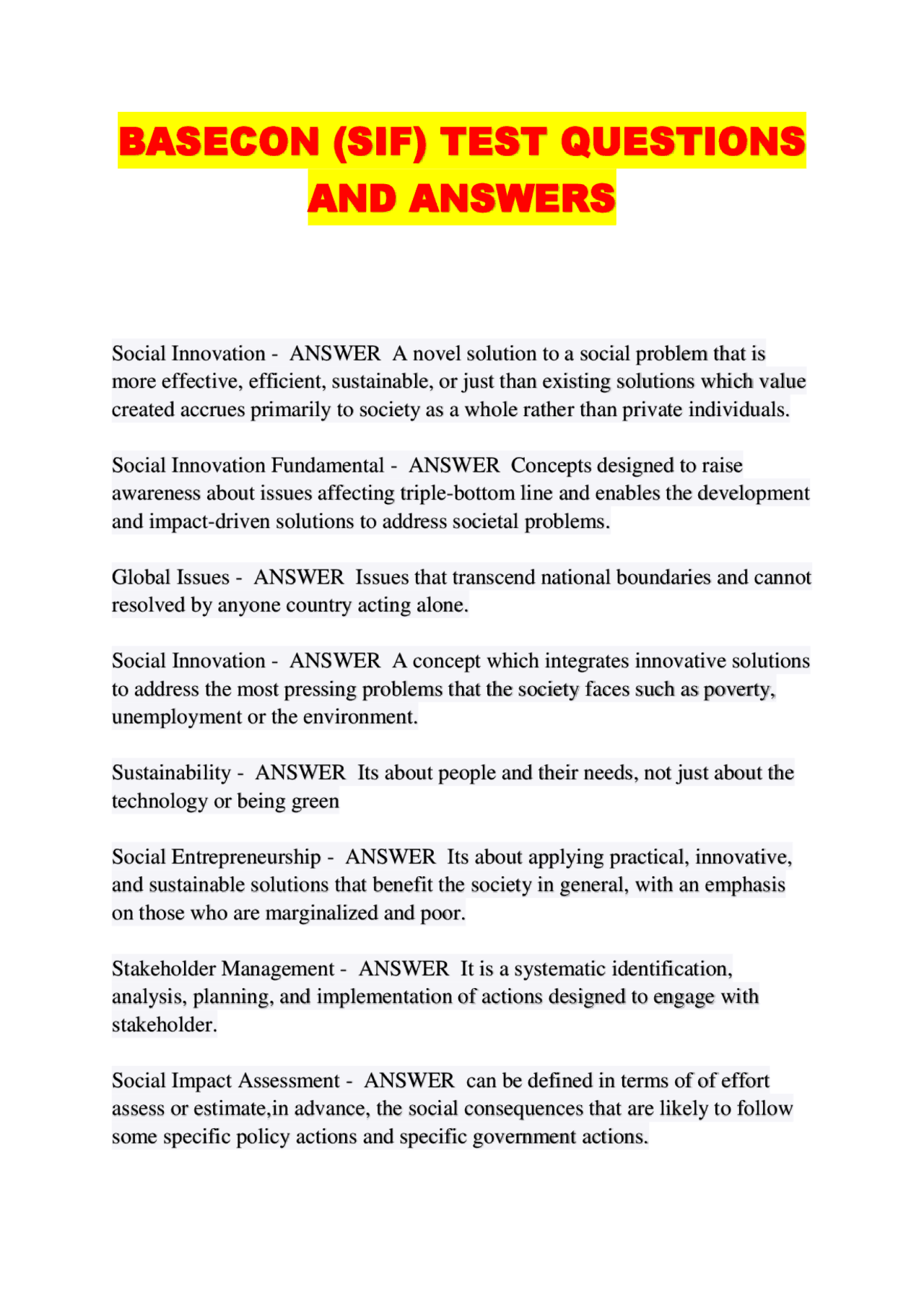 BASECON (SIF) Test: Social Innovation, Sustainability, and Impact ...