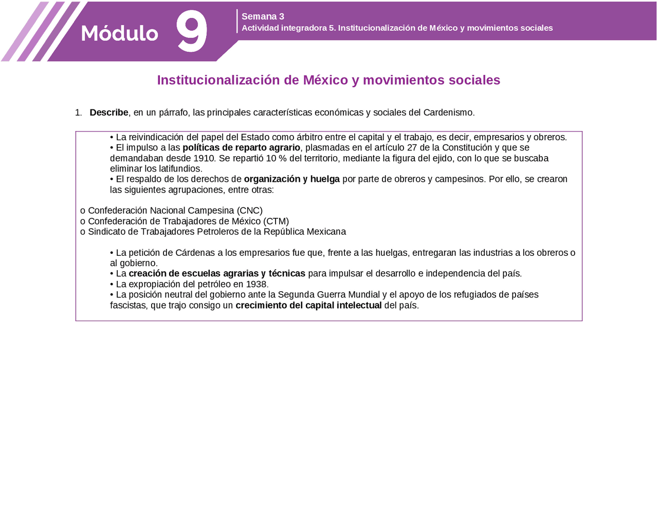 ACtividad integradora 5 del modulo 9 | Cheat Sheet Physics | Docsity