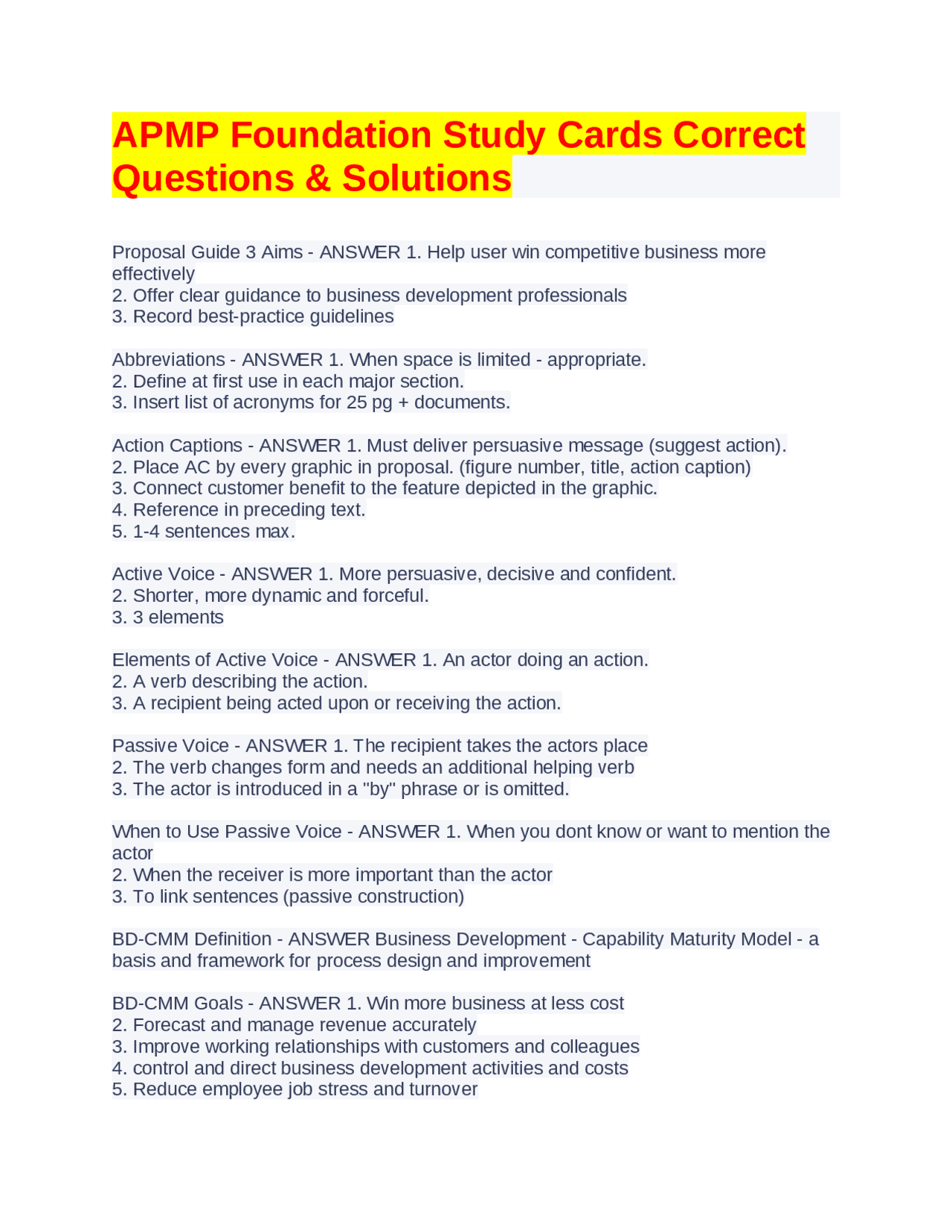 APMP Foundation Study Cards: Questions & Solutions - Proposal Guide | Exams Project Management ...
