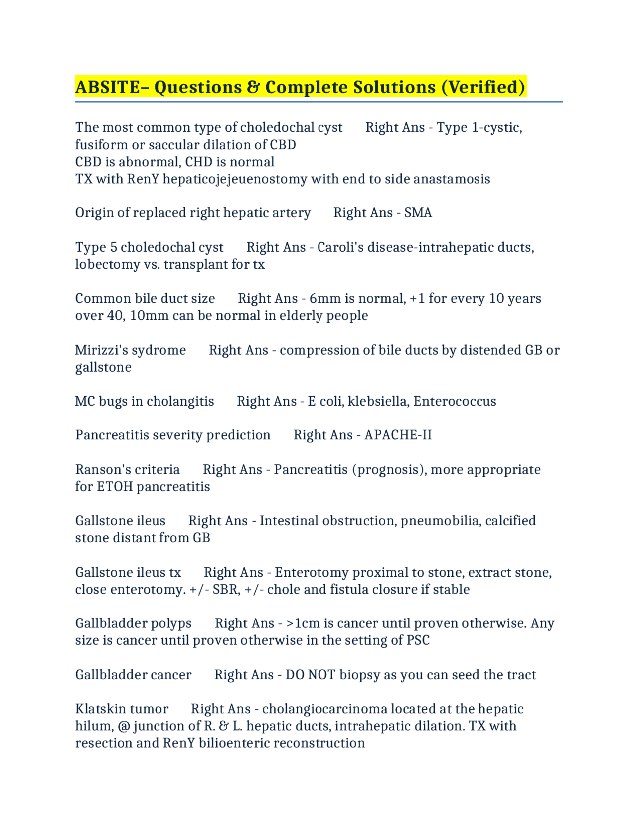 ABSITE Questions & Solutions: Surgical Anatomy & Pathology | Exams ...