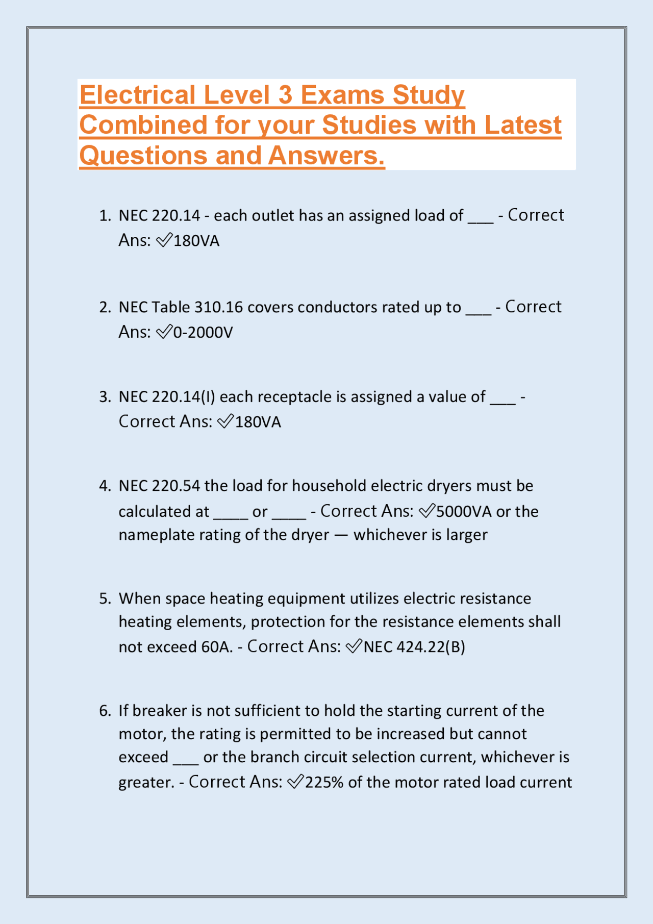Electrical Level 3 Exams Study Guide: NEC Codes and Applications ...