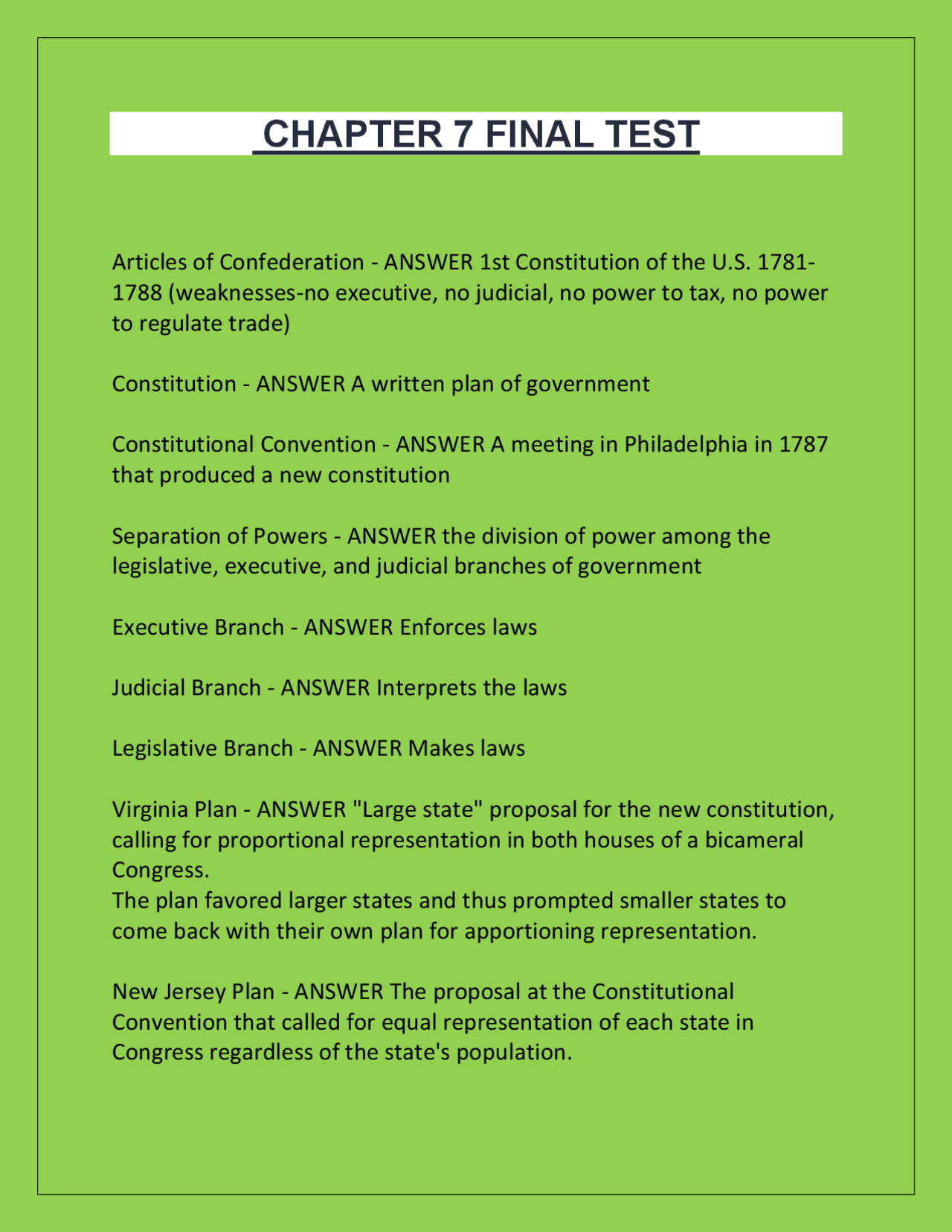 CHAPTER 7 FINAL TEST LAW. | Exams Constitutional Law | Docsity