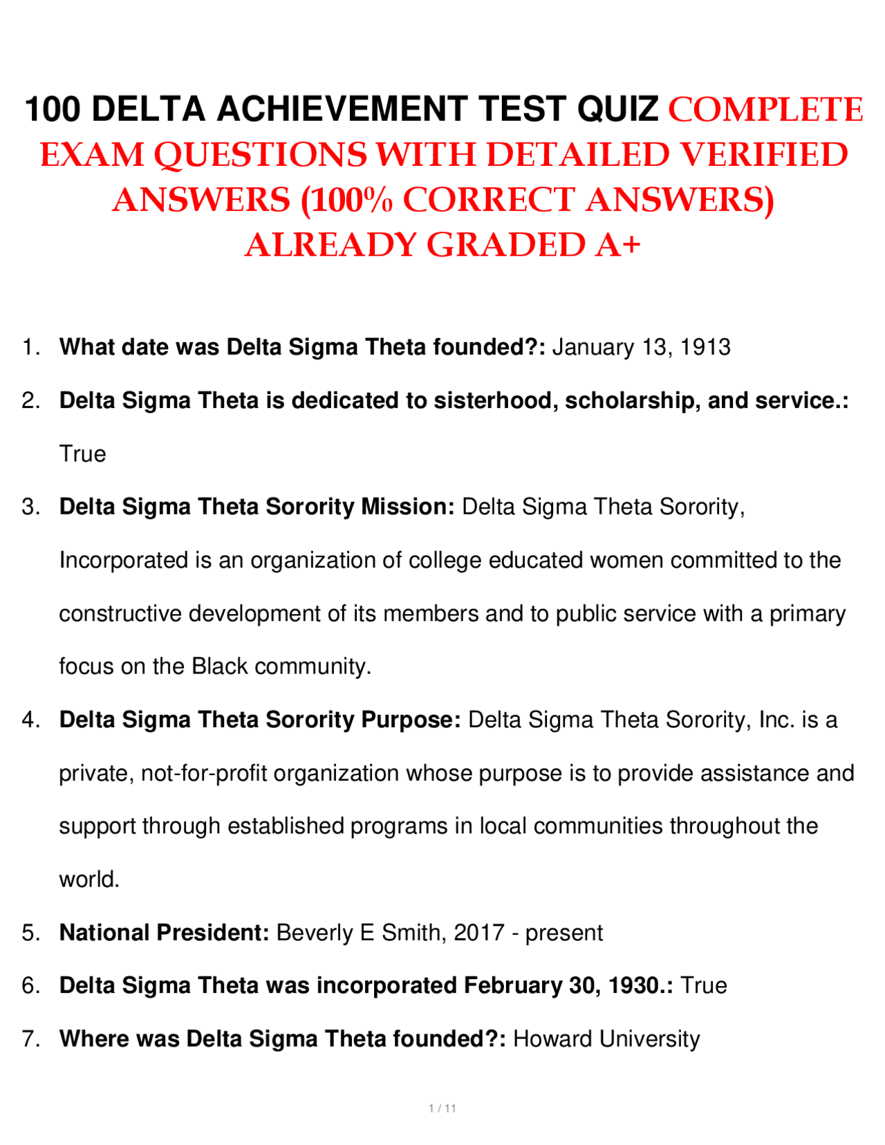 100 DELTA ACHIEVEMENT TEST QUIZ COMPLETE EXAM QUESTIONS WITH DETAILED ...