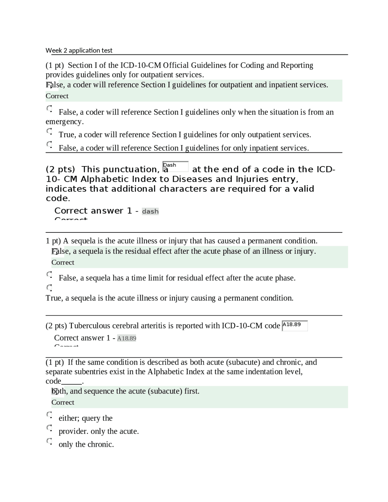 ICD-10-CM Coding Practice Test: Week 2 Application | Assignments ...