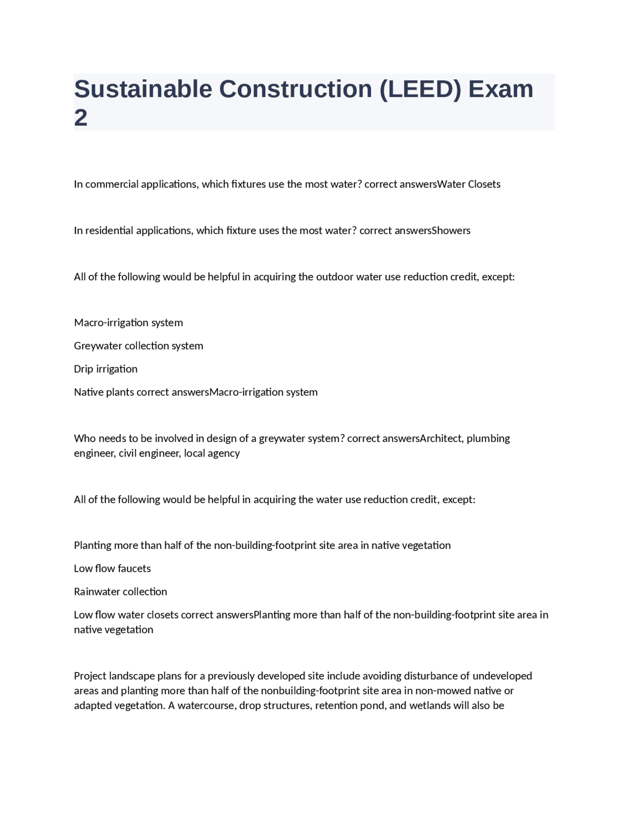 LEED Certification Exam Questions and Answers | Exams Construction ...