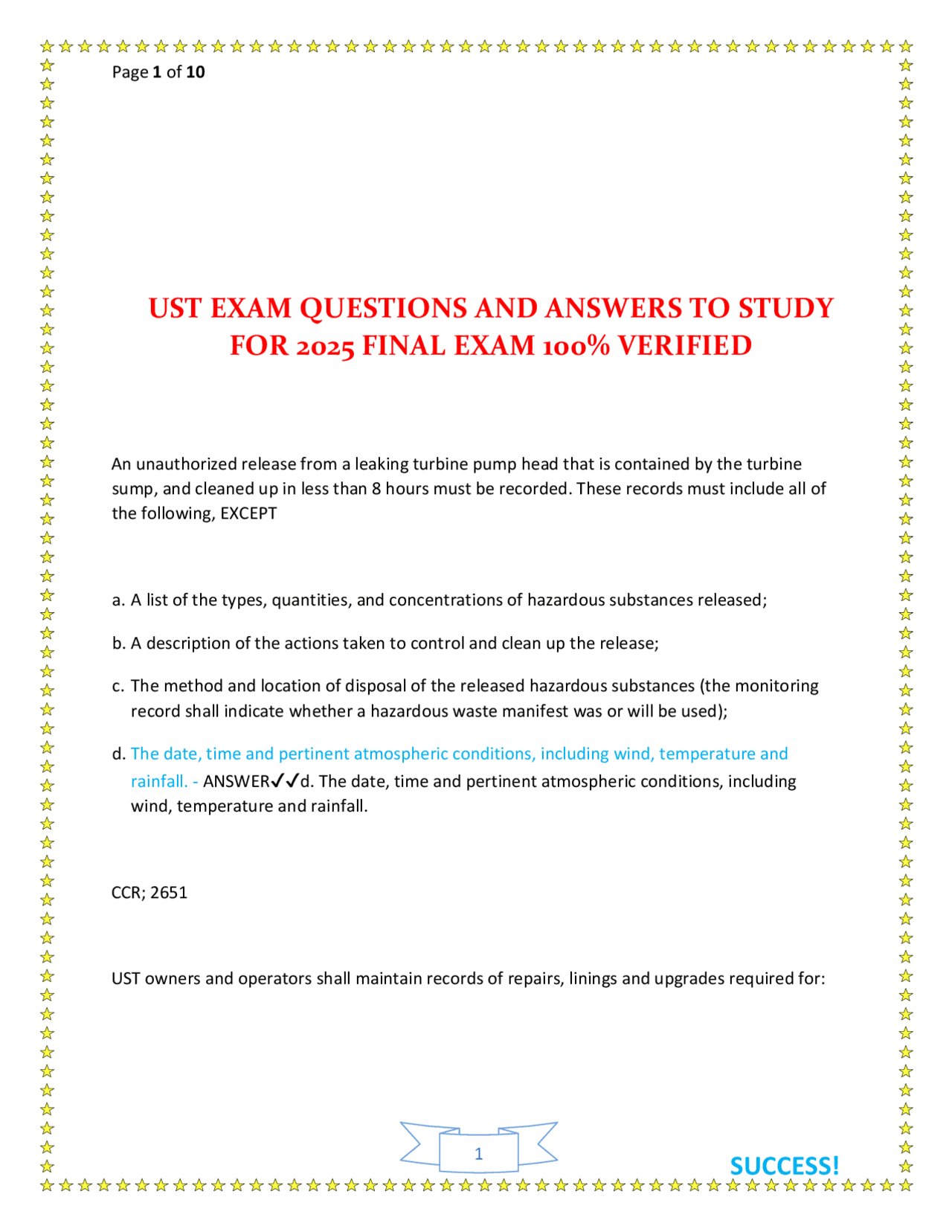 UST EXAM QUESTIONS AND ANSWERS TO STUDY FOR 2025 FINAL EXAM 100% ...