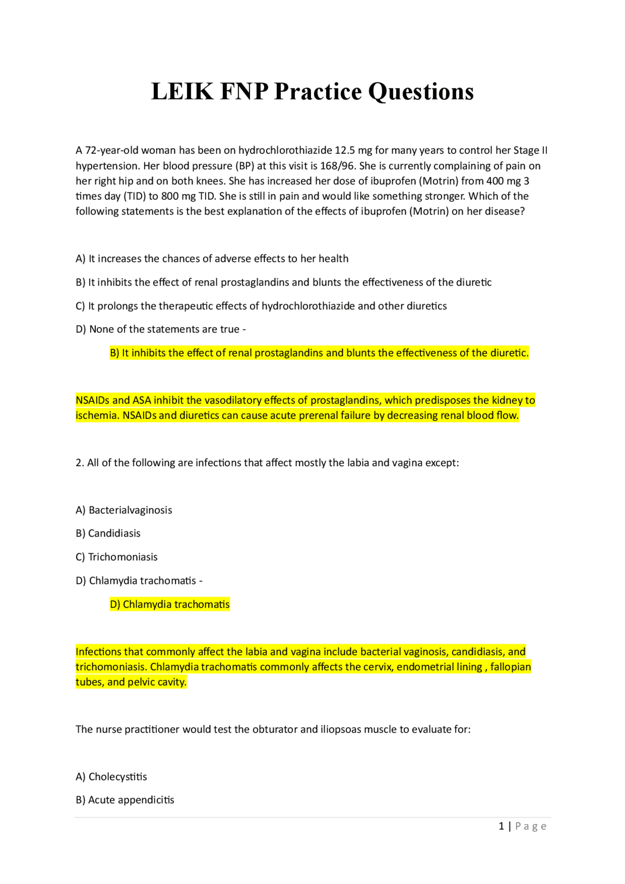 LEIK FNP Practice Questions: Medical Concepts & Clinical Scenarios ...