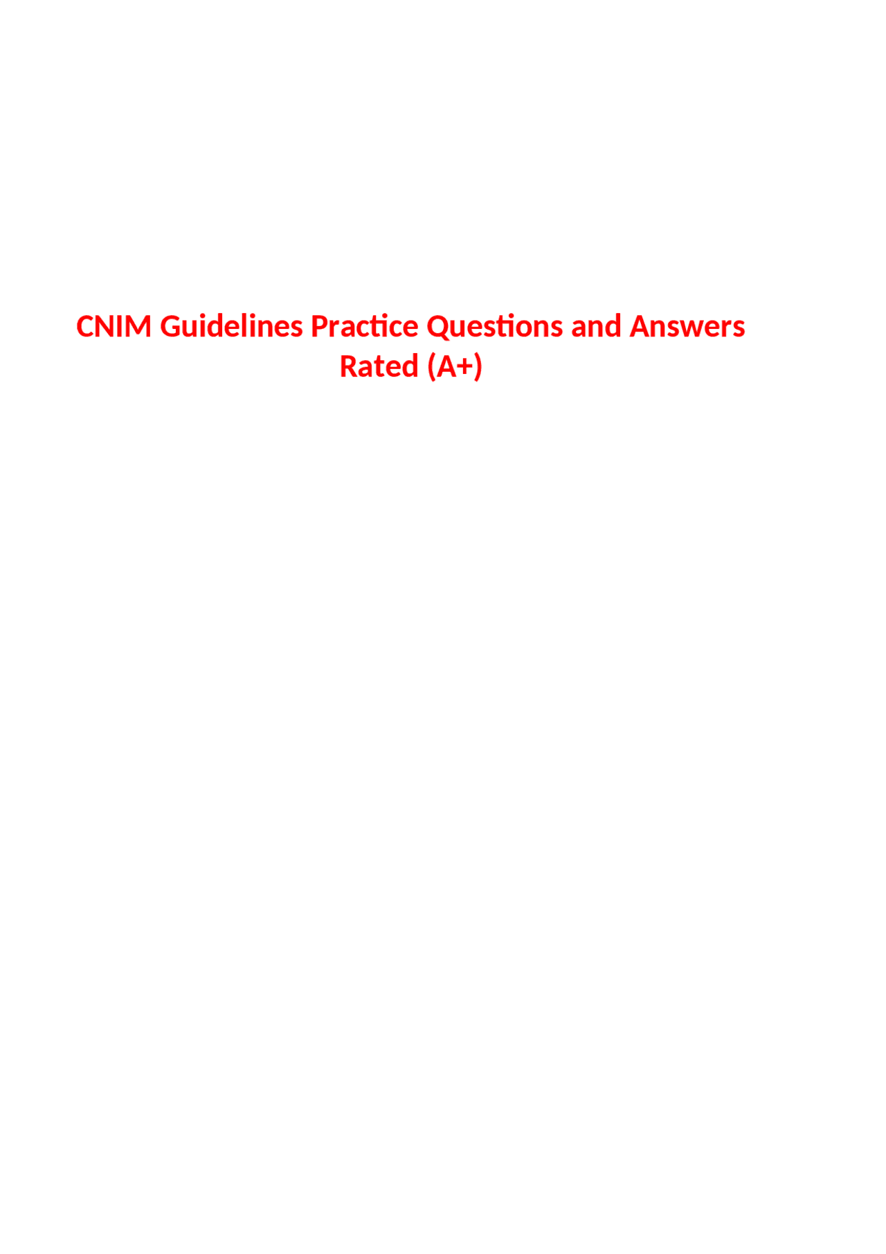 CNIM Guidelines Practice Questions and Answers | Exams Electrical and ...