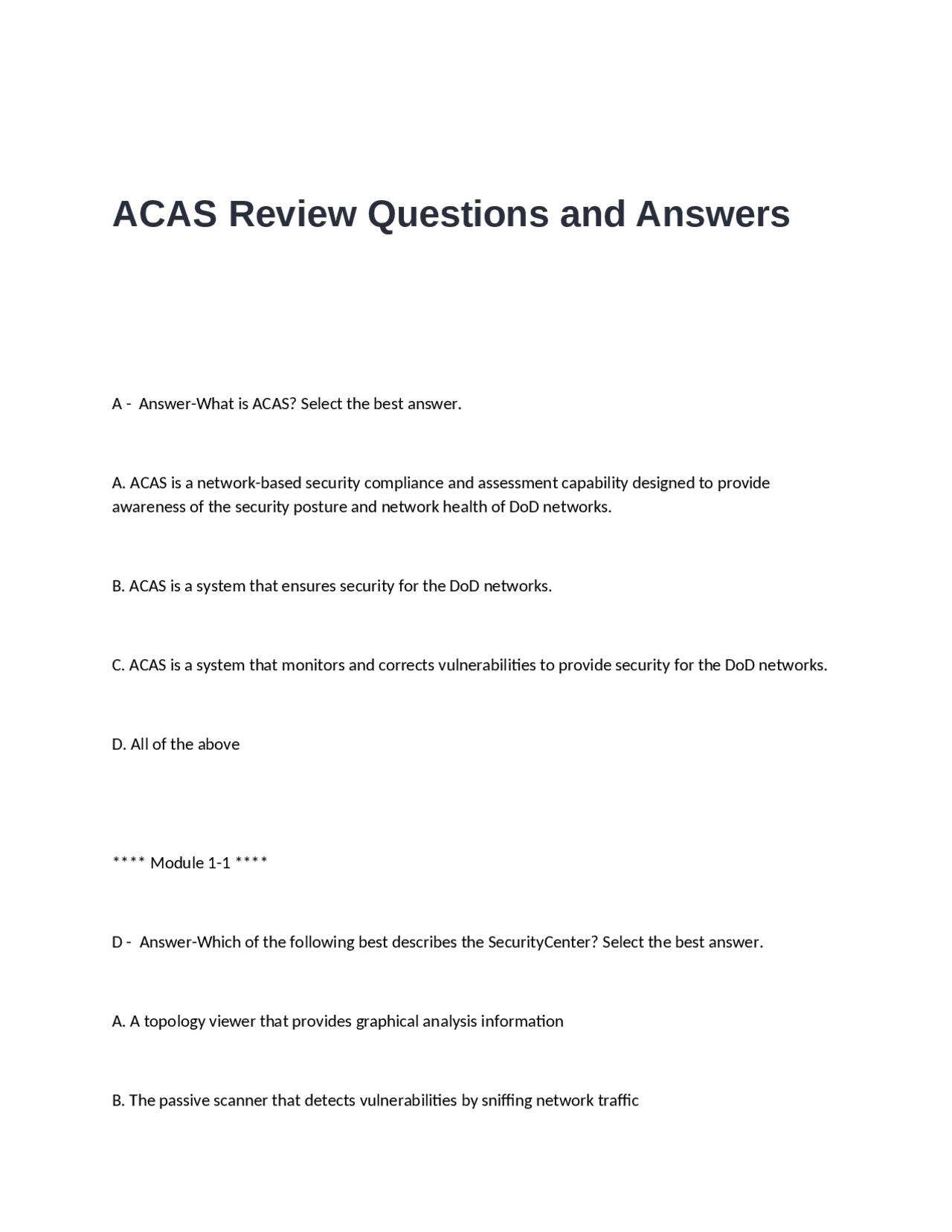 ACAS Review: Security Compliance & Assessment Guide | Exams Nursing ...