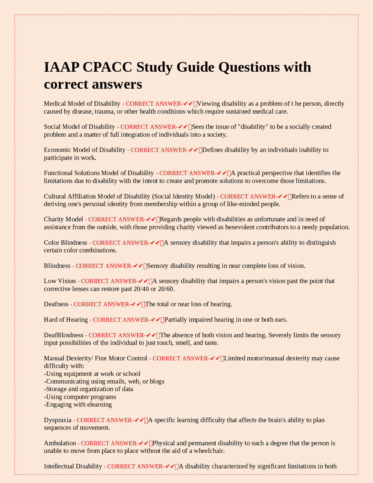 IAAP CPACC Study Guide Questions with correct answers | Exams Workplace ...