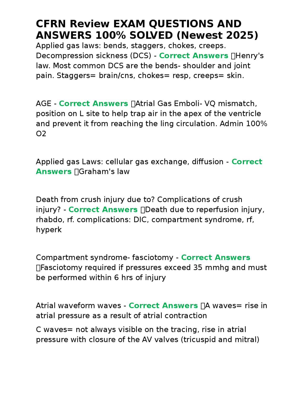 CFRN Review Exam Questions and Answers: A Comprehensive Guide to ...
