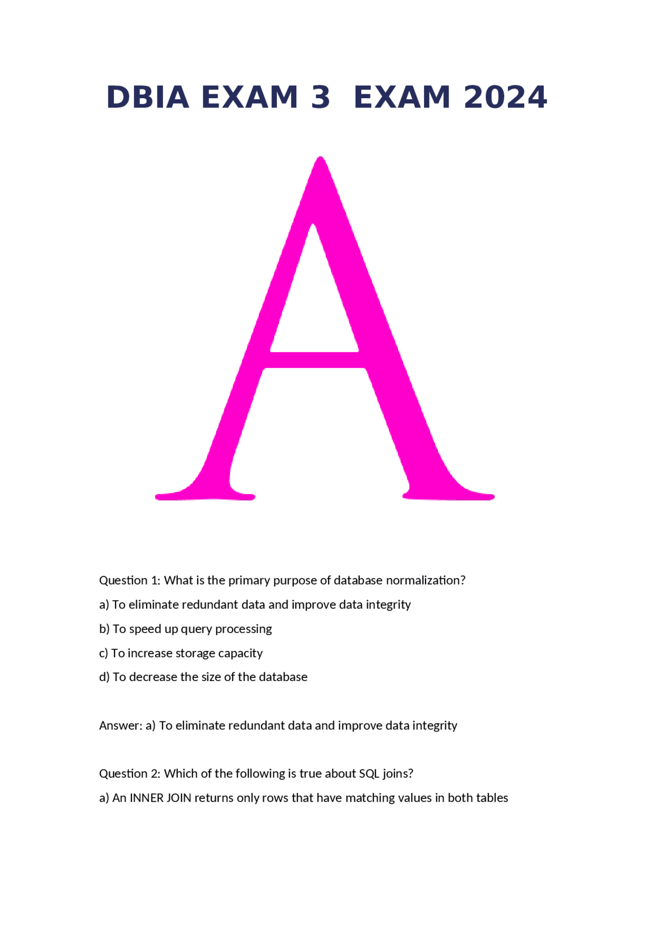 DBIA EXAM 3 ACTUAL EXAM 2025 COMPLETE ACCURATE EXAM QUESTIONS WITH ...