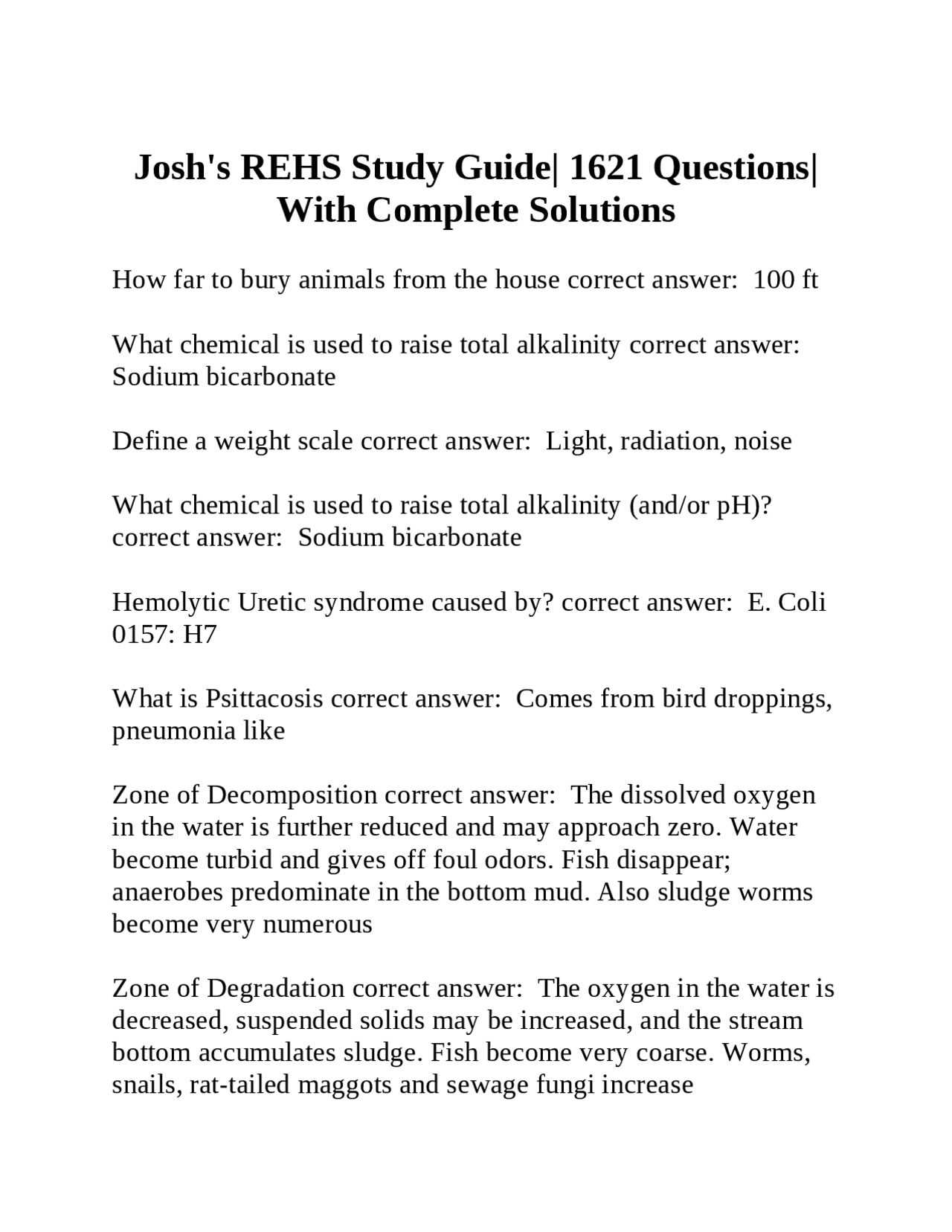 REHS Study Guide: 1621 Questions with Complete Solutions | Exams ...