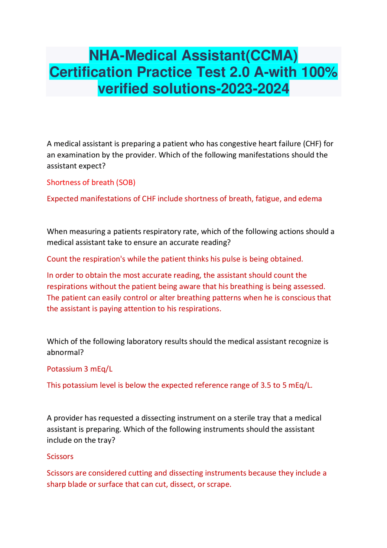 CCMA Certification Practice Test 2.0: Comprehensive Review | Exams ...