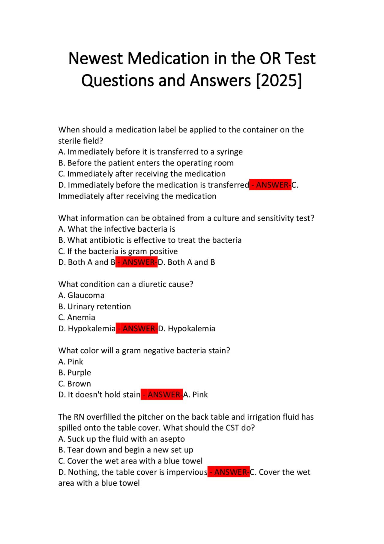 Medication Administration in the Operating Room: Questions and Answers ...