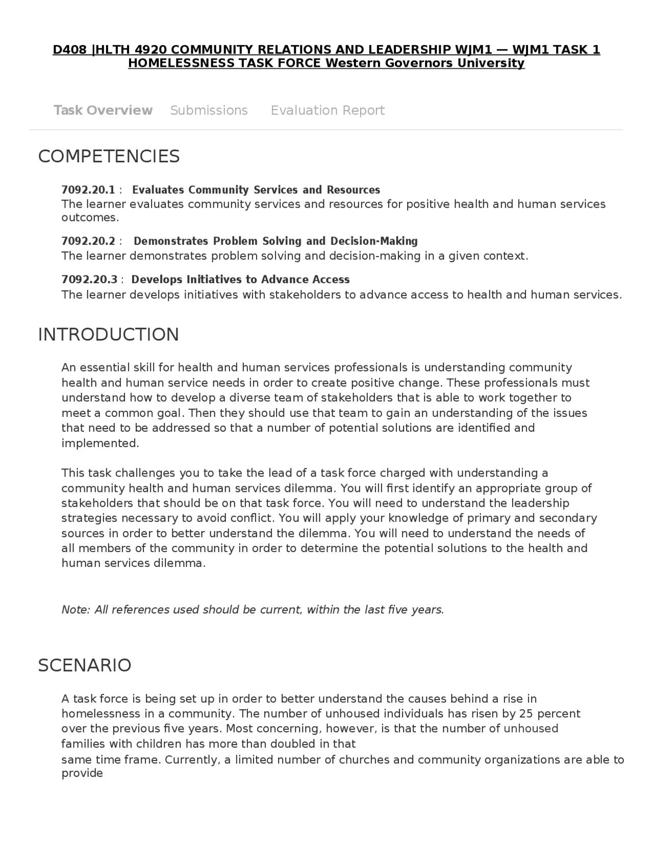 HLTH 4920 Community Relations and Leadership: Homelessness Task Force ...