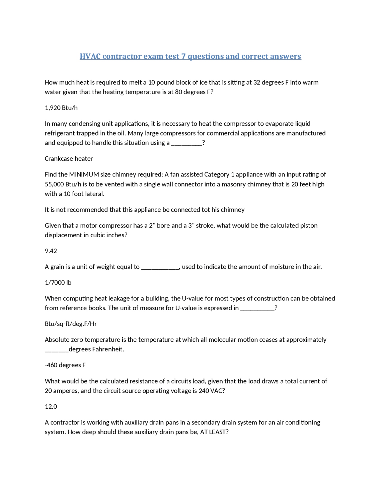 HVAC Contractor Exam Test: 7 Questions and Answers | Exams Advanced ...