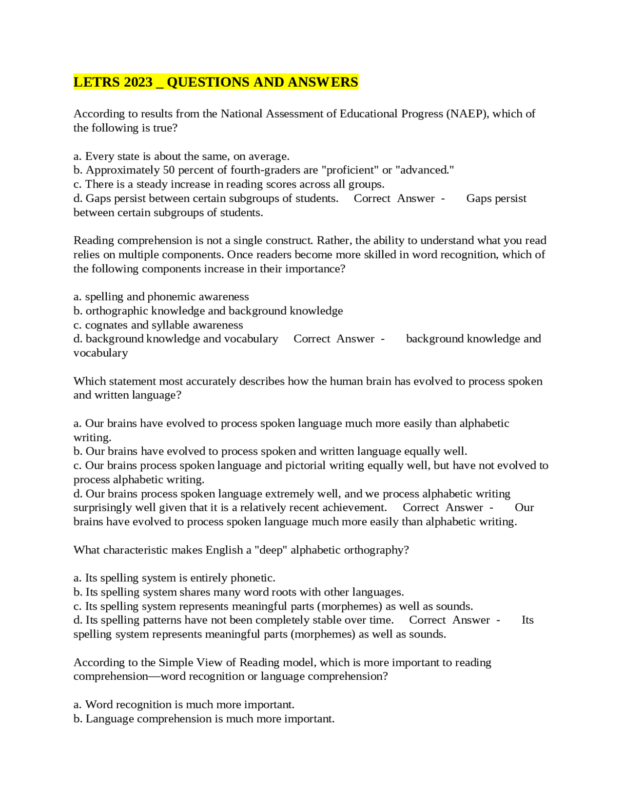 LETRS 2023: Reading Comprehension & Language Processing - MCQs | Exams ...