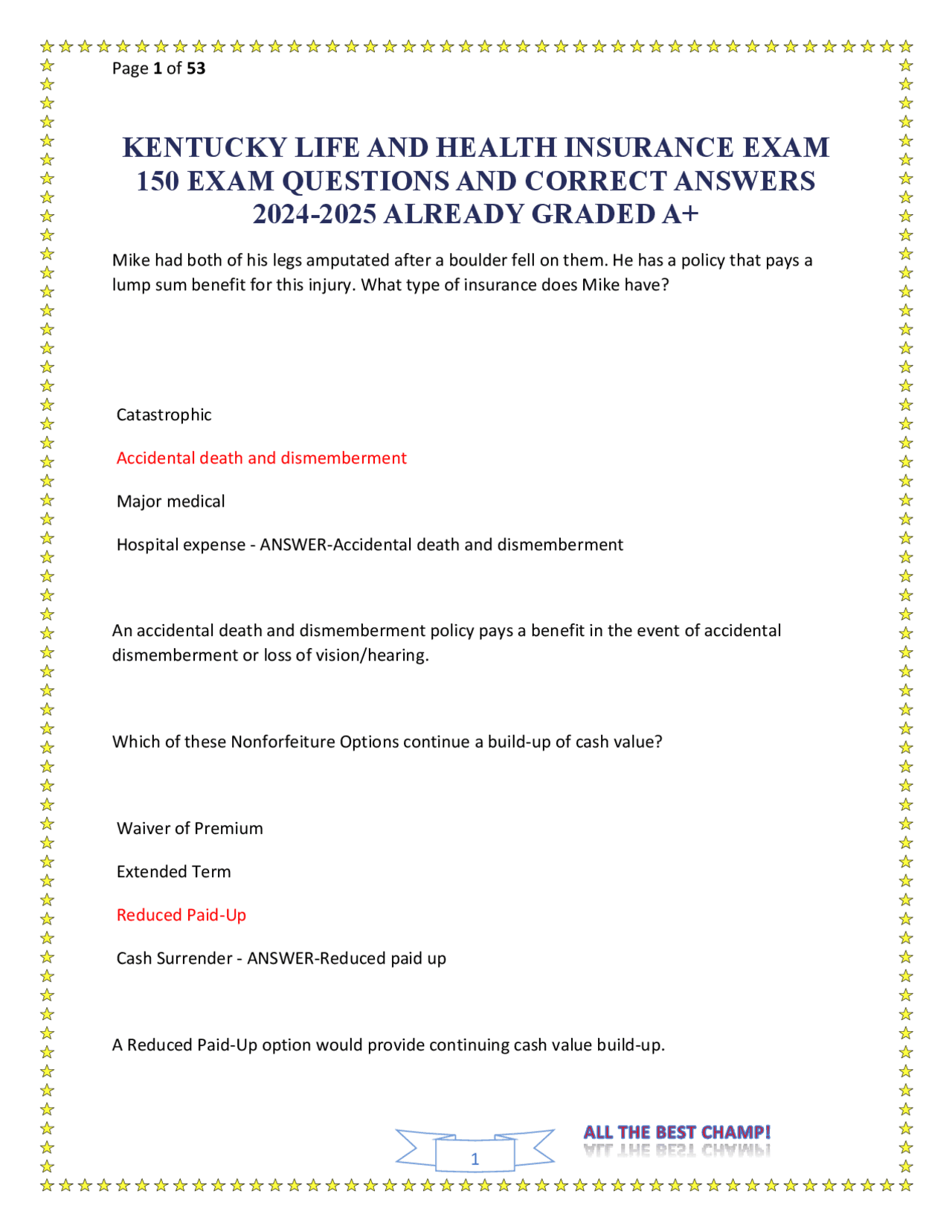 Kentucky Life and Health Insurance Exam: 150 Questions and Answers ...