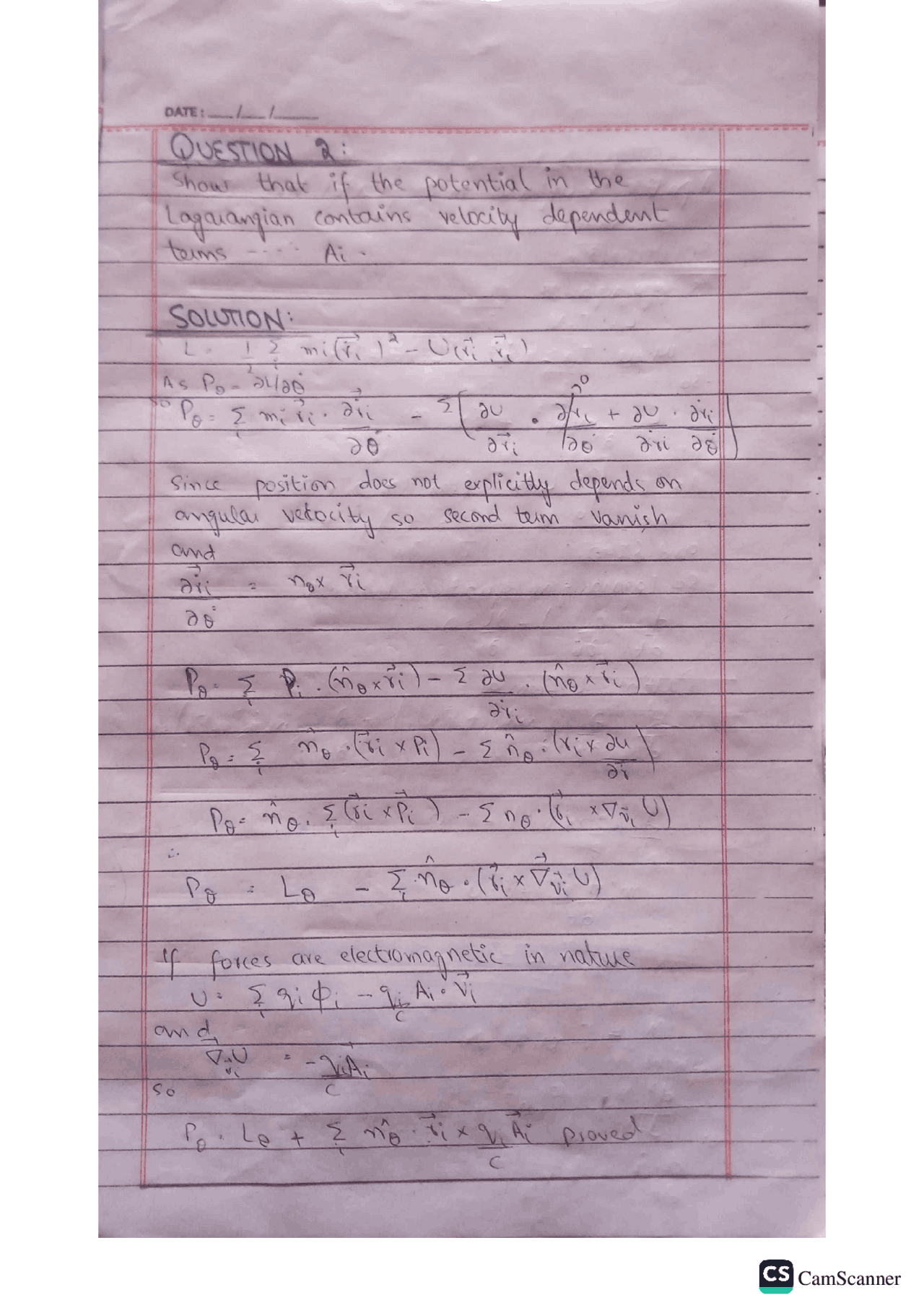 Classical Mechanics Assignment | Assignments Classical Mechanics | Docsity