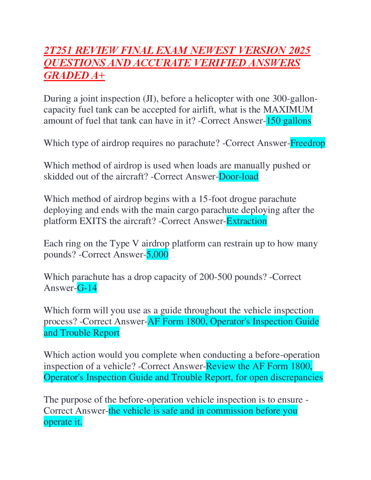 2T251 REVIEW FINAL EXAM QUESTIONS AND ACCURATE VERIFIED ANSWERS .pdf ...