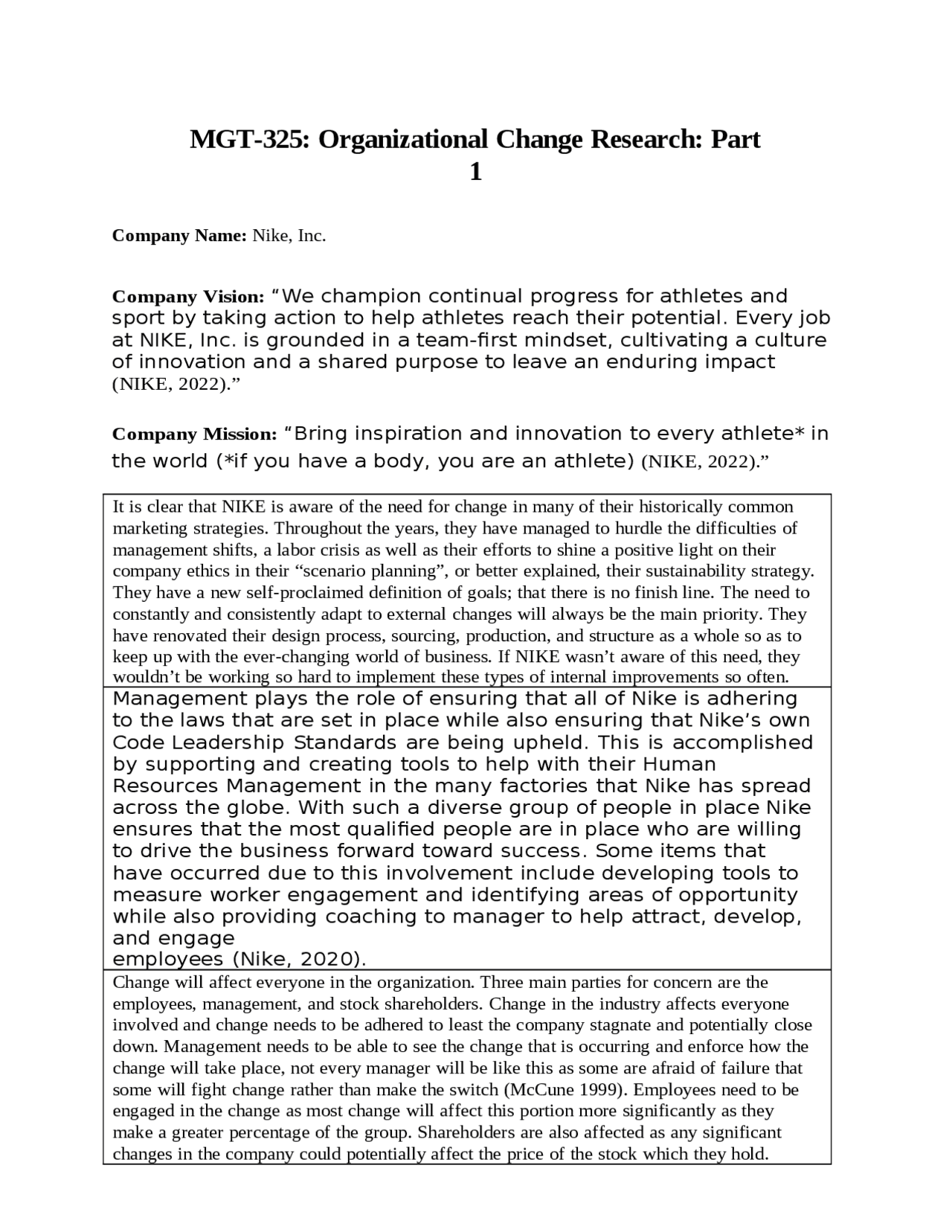 Nike, Inc.: A Case Study in Organizational Change | Assignments ...