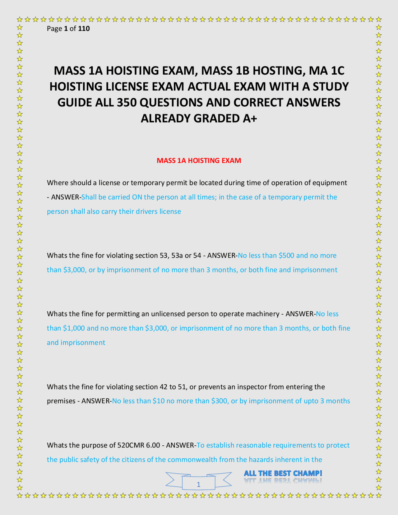 MASS 1A, 1B, 1C Hoisting License Exam Study Guide: 350 Questions and ...