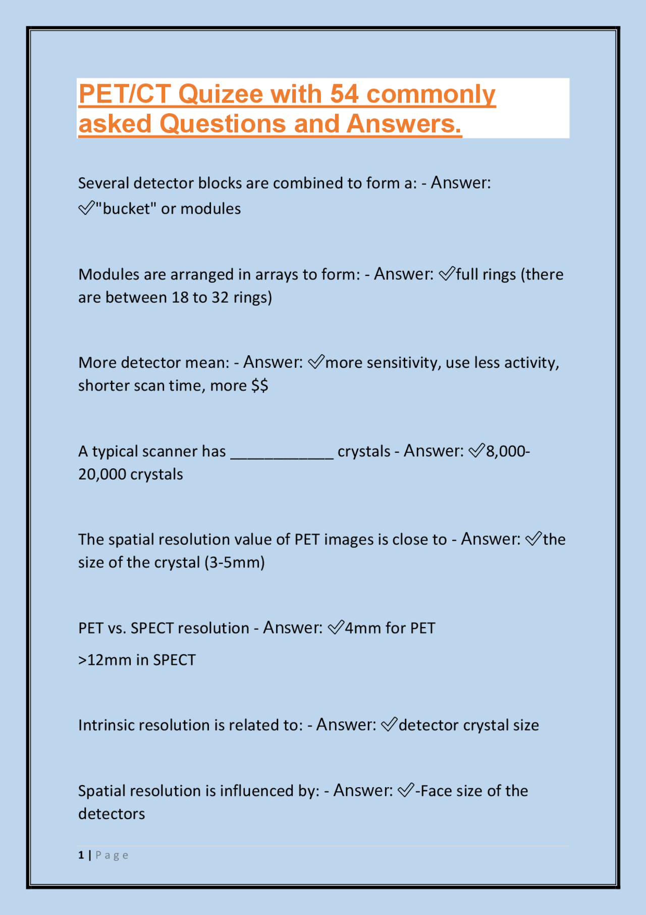 PET/CT Quiz: 54 Commonly Asked Questions and Answers | Exams Health ...