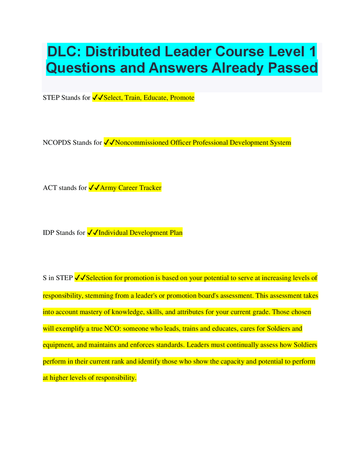 Army Training and Transition Programs: A Guide to STEP, NCOPDS, and SFL ...