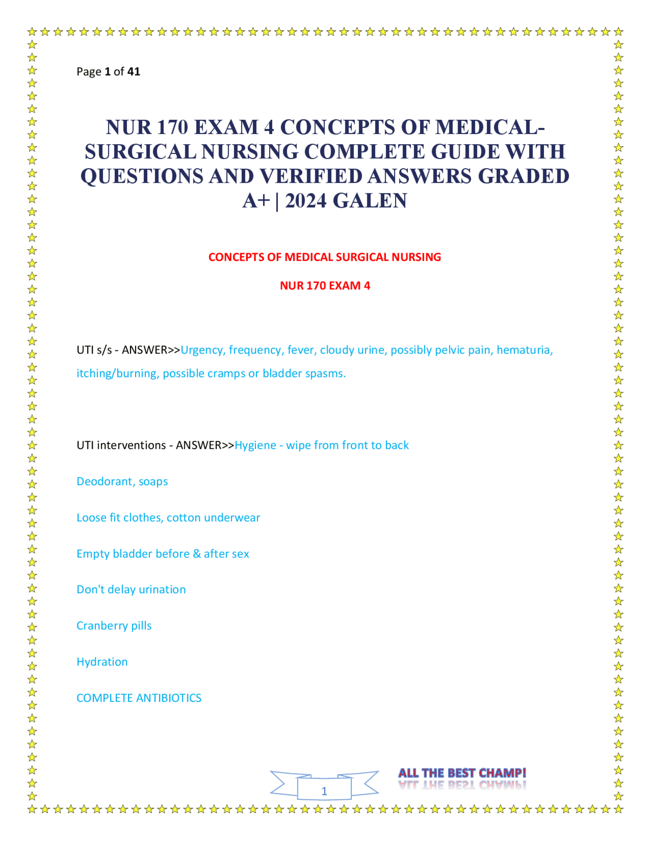 Medical-Surgical Nursing Exam 4: Complete Guide with Questions and ...