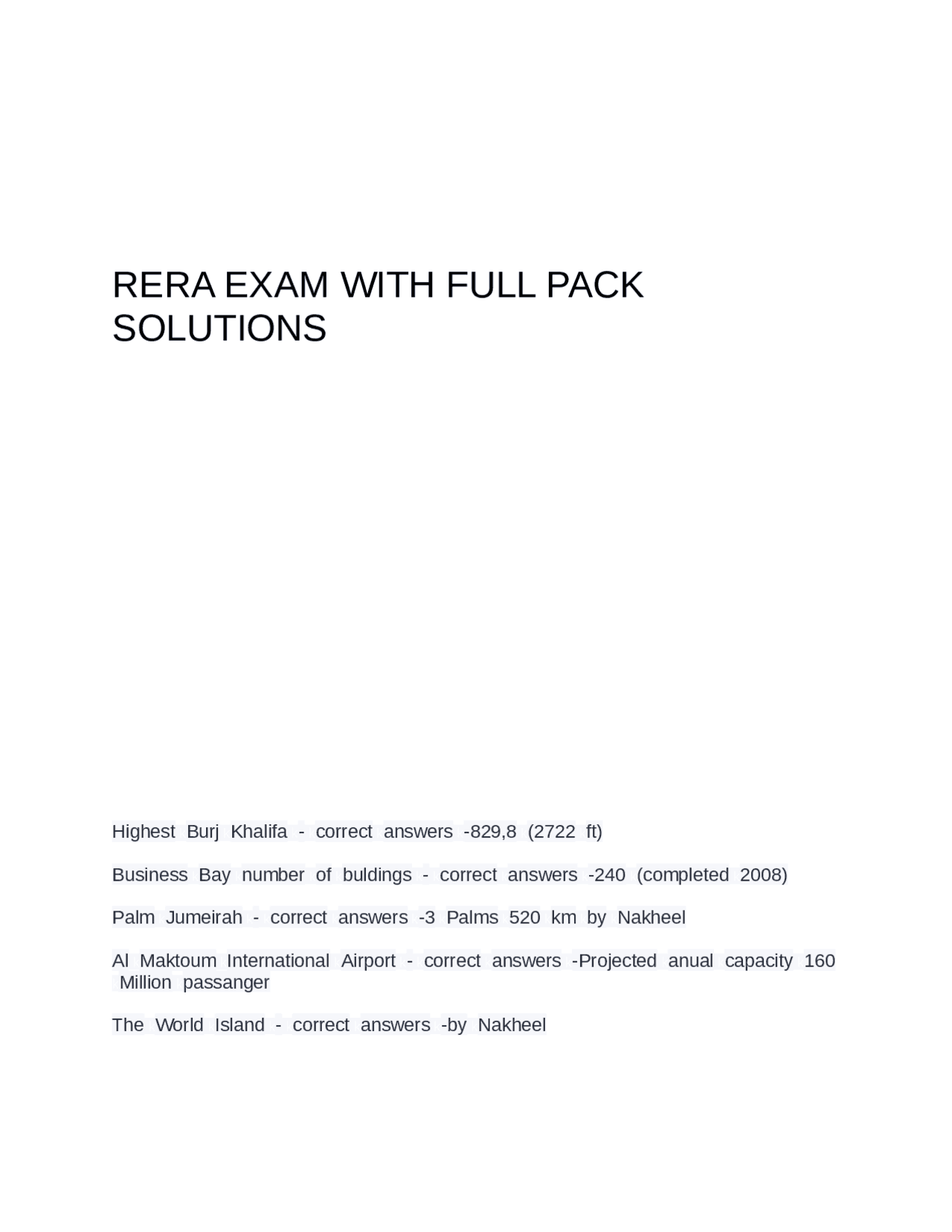 Rera Exam with full pack solutions.docx | Exams Nursing | Docsity
