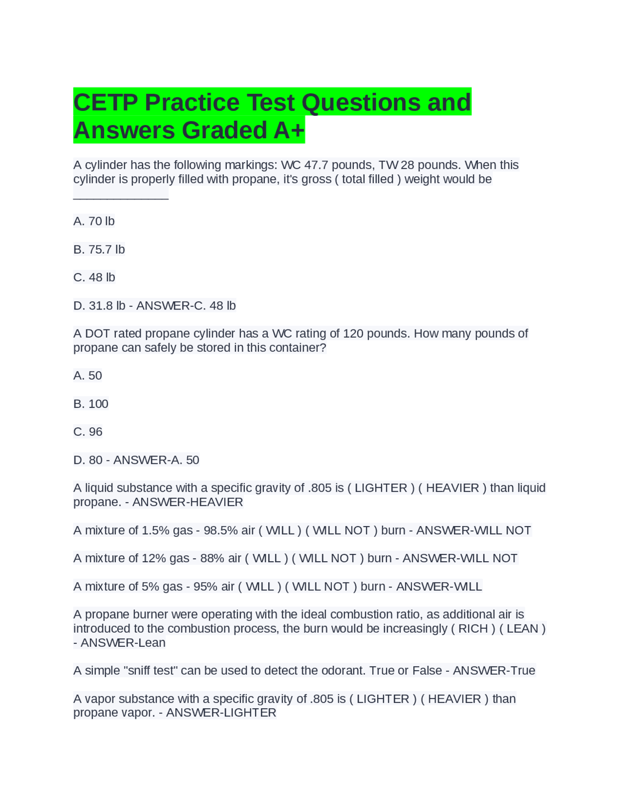CETP Practice Test Questions and Answers Graded A+ | Exams Advanced ...