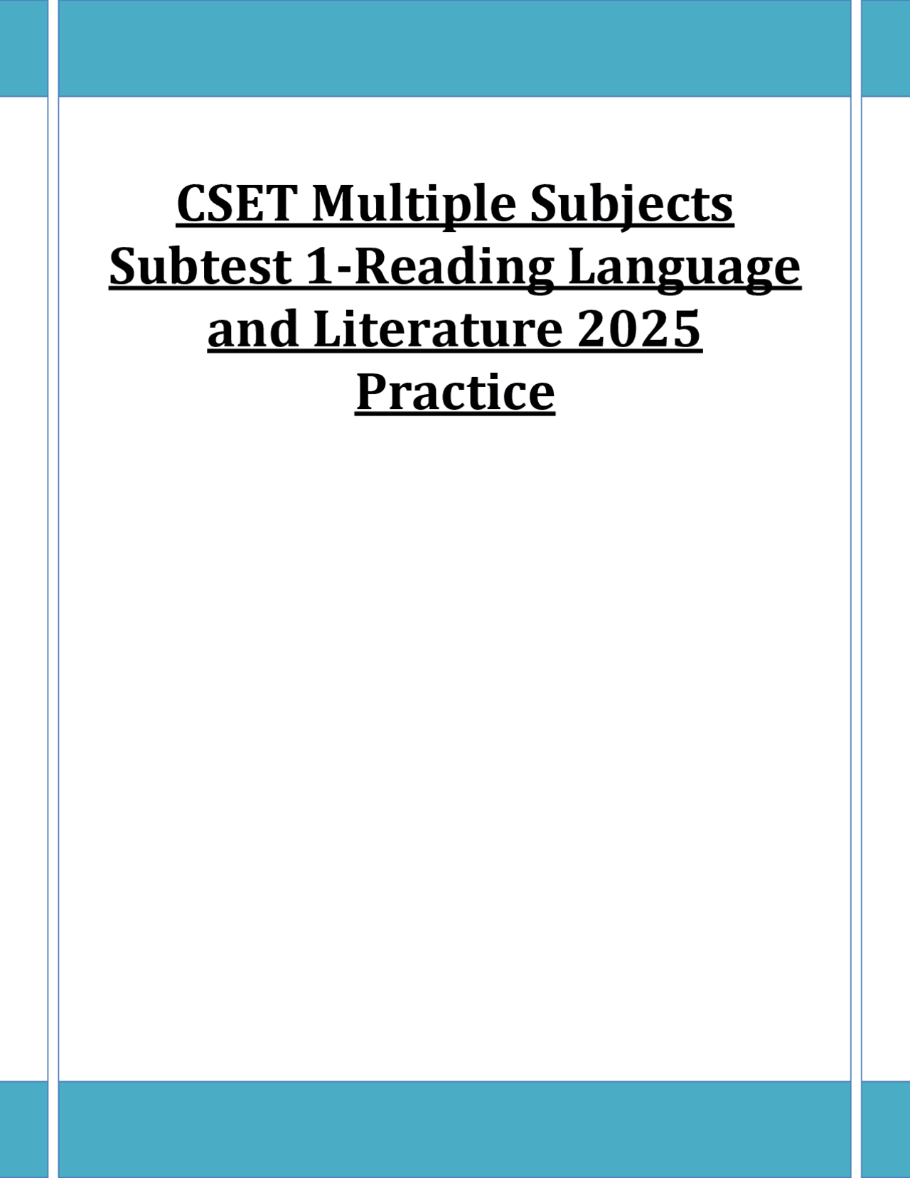 CSET Multiple Subjects Subtest 1-Reading Language and Literature 2025 ...