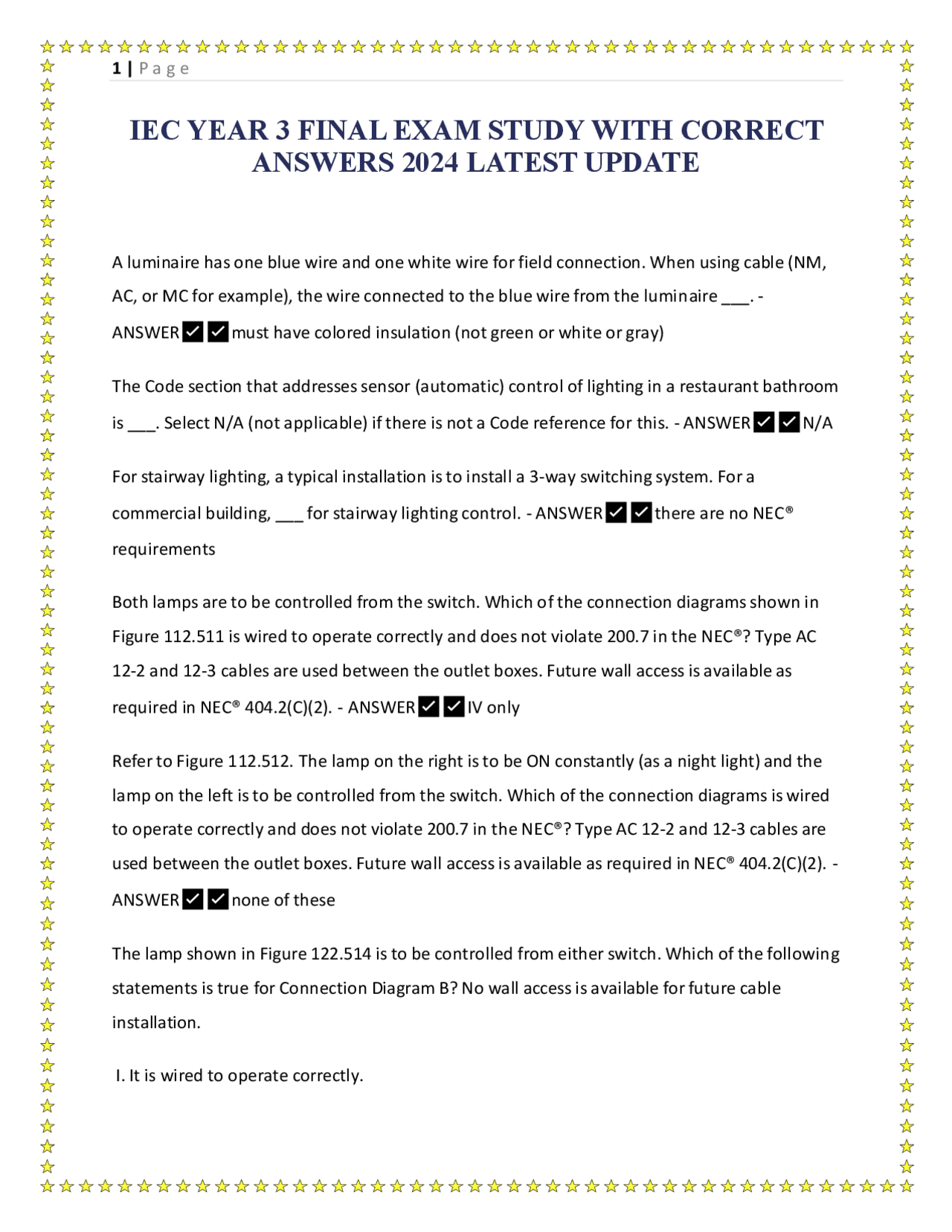 IEC YEAR 3 FINAL EXAM STUDY WITH CORRECT ANSWERS 2024 LATEST UPDATE.pdf ...