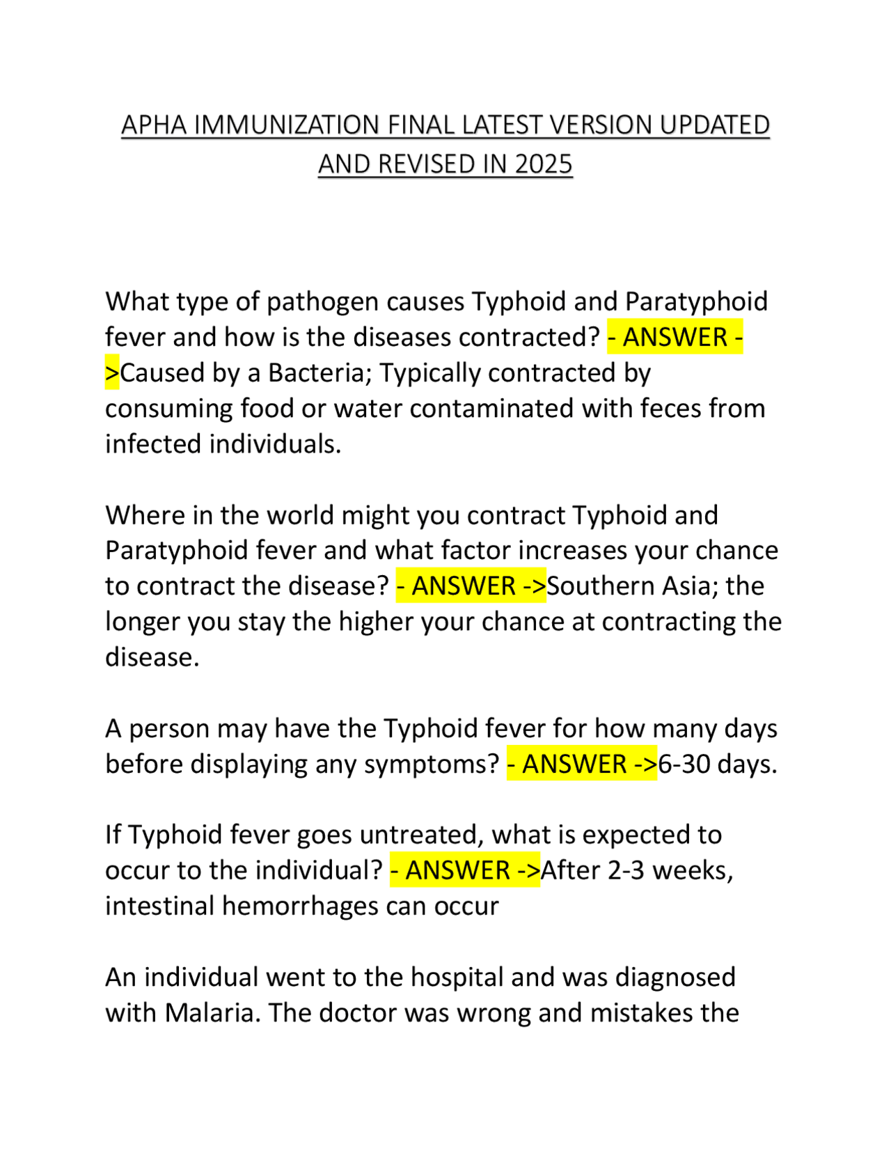 APHA IMMUNIZATION FINAL LATEST VERSION UPDATED AND REVISED IN 2025 ...