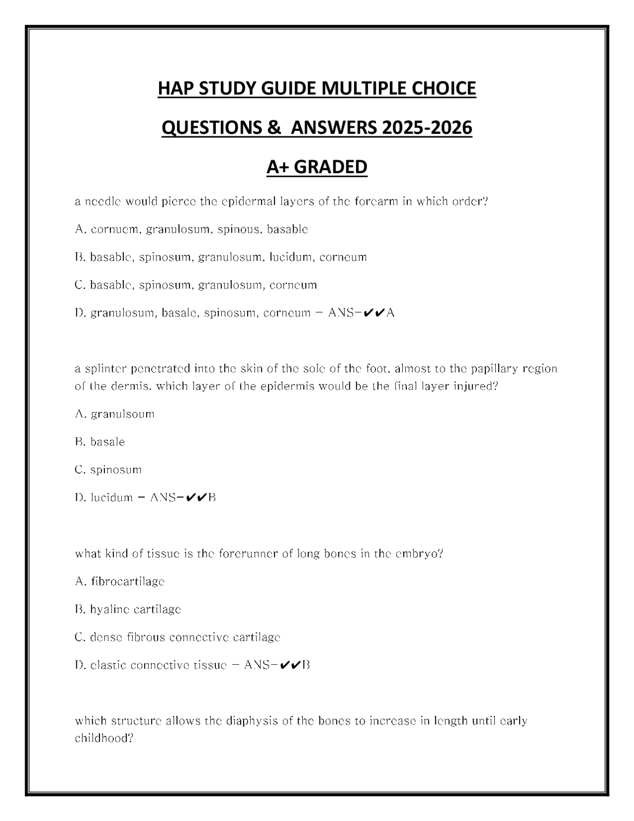 HAP STUDY GUIDE MULTIPLE CHOICE QUESTIONS & ANSWERS 2025-2026 A+ GRADED ...