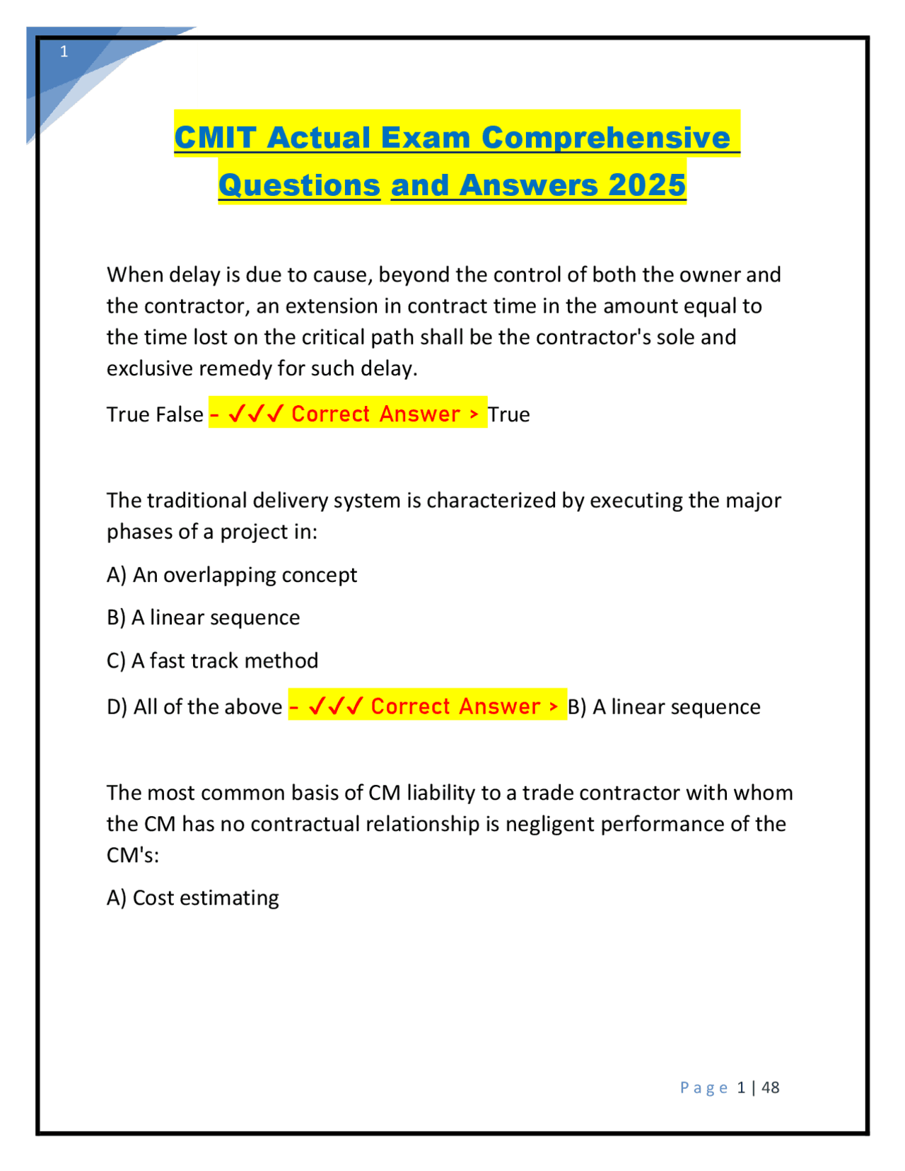 CMIT Exam Comprehensive Questions and Answers 2025 | Exams Information ...