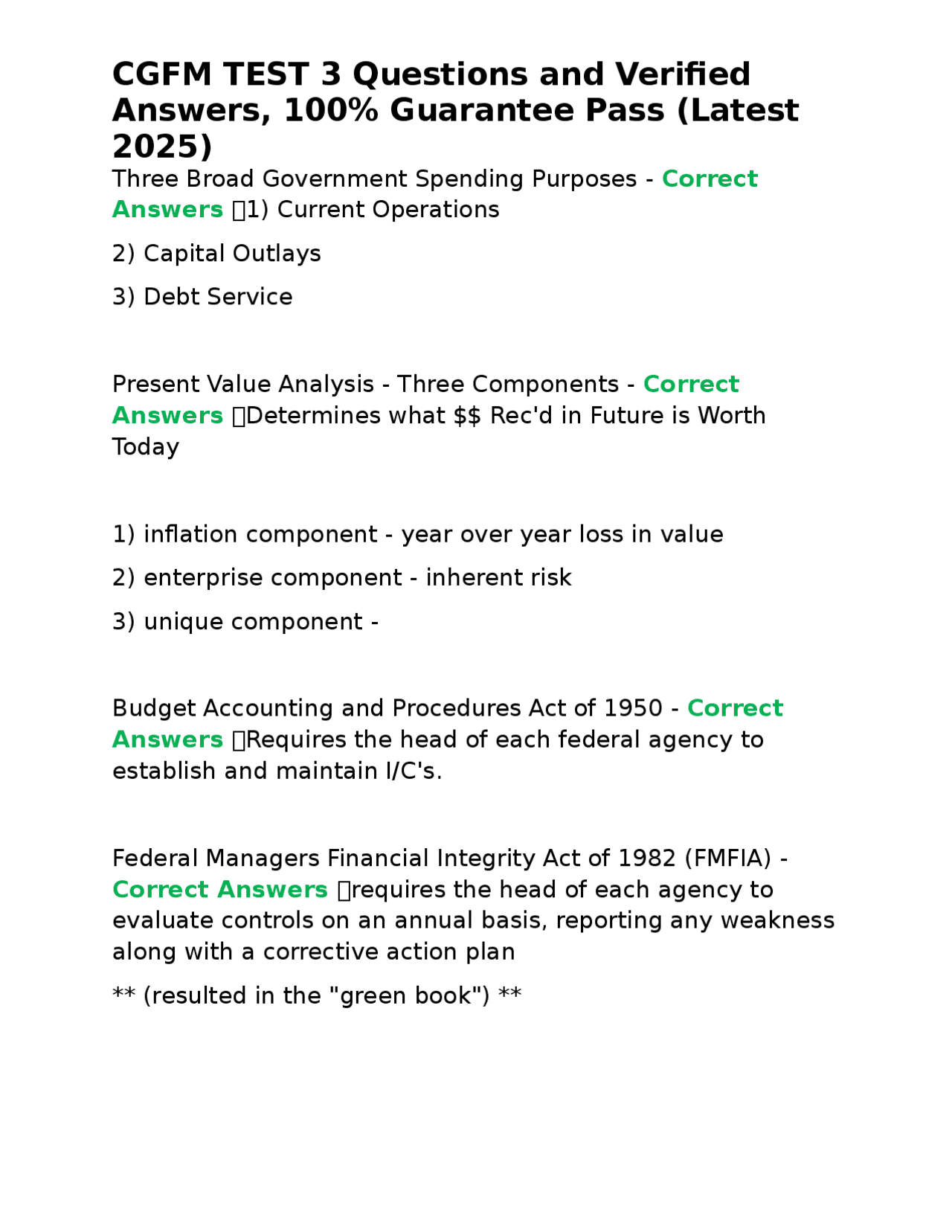 CGFM Test 3 Questions and Answers: Comprehensive Guide for Exam ...