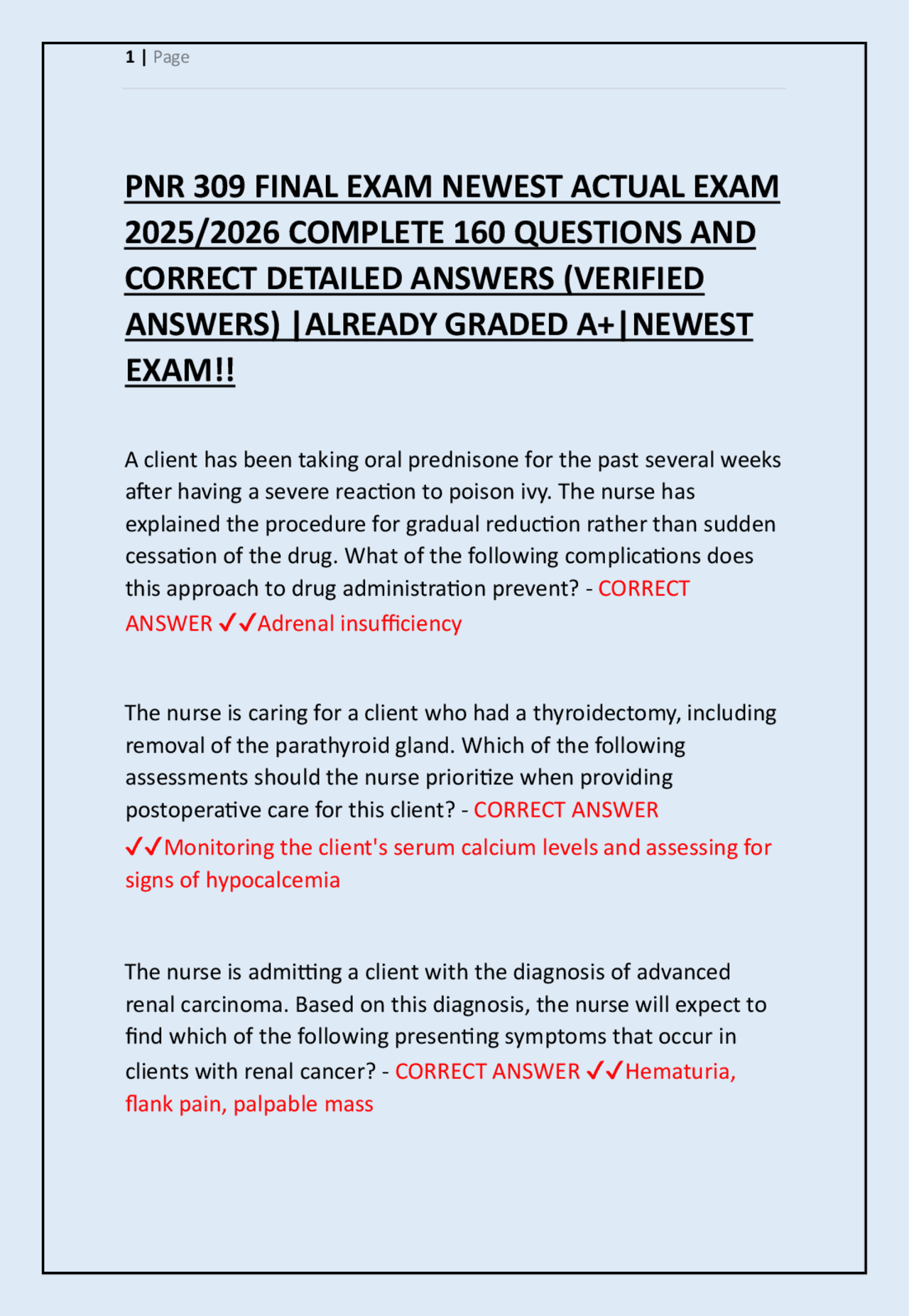 Endocrine System and Renal System: Multiple Choice Questions and ...