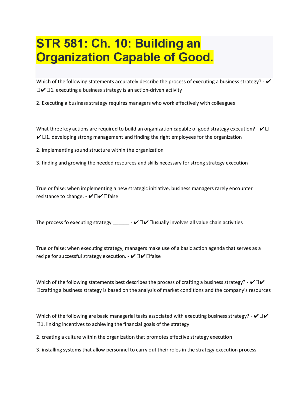 STR 581: Chapter 10 - Building an Organization Capable of Good Strategy ...